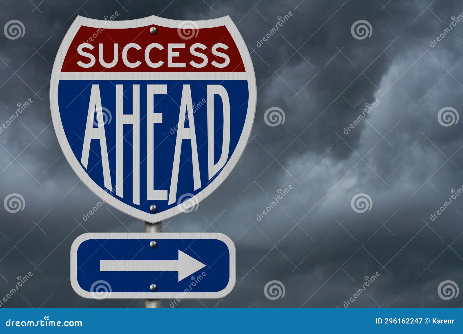 Success Ahead Message on Highway Road Sign Stock Image - Image of ...