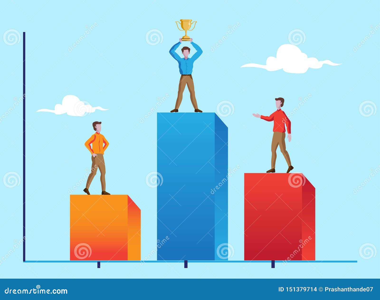 Success Bar Graph with Winner Men Stock Illustration - Illustration of ...