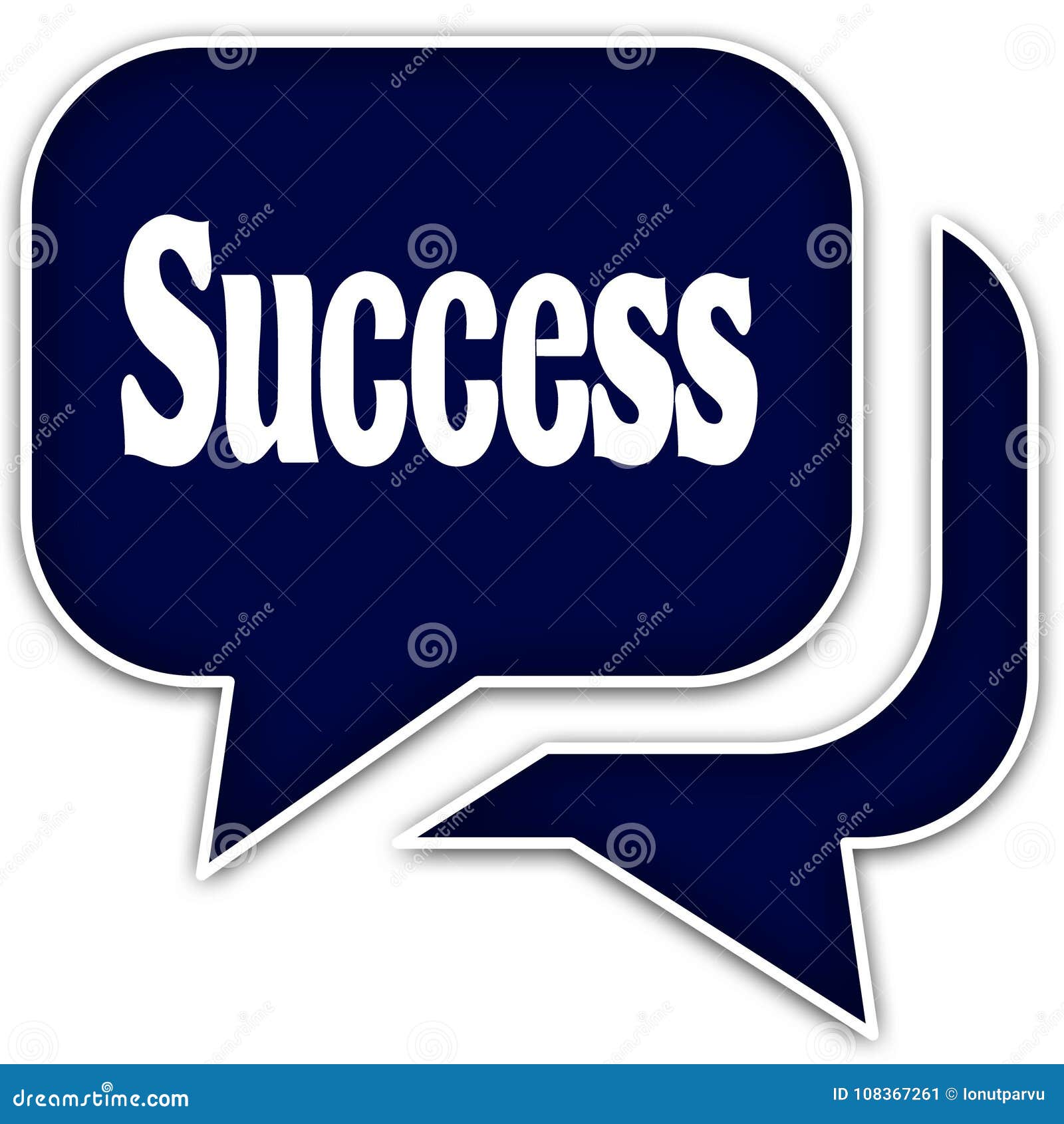 SUCCESS on Blue Dialogue Bubbles. Isolated on White Background Stock ...