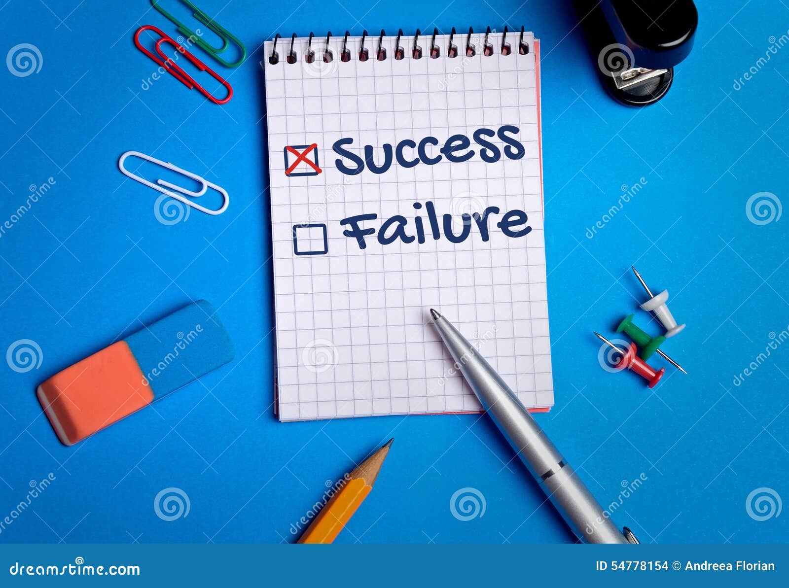 Success Box Checked on Notebook Stock Photo - Image of improvement ...