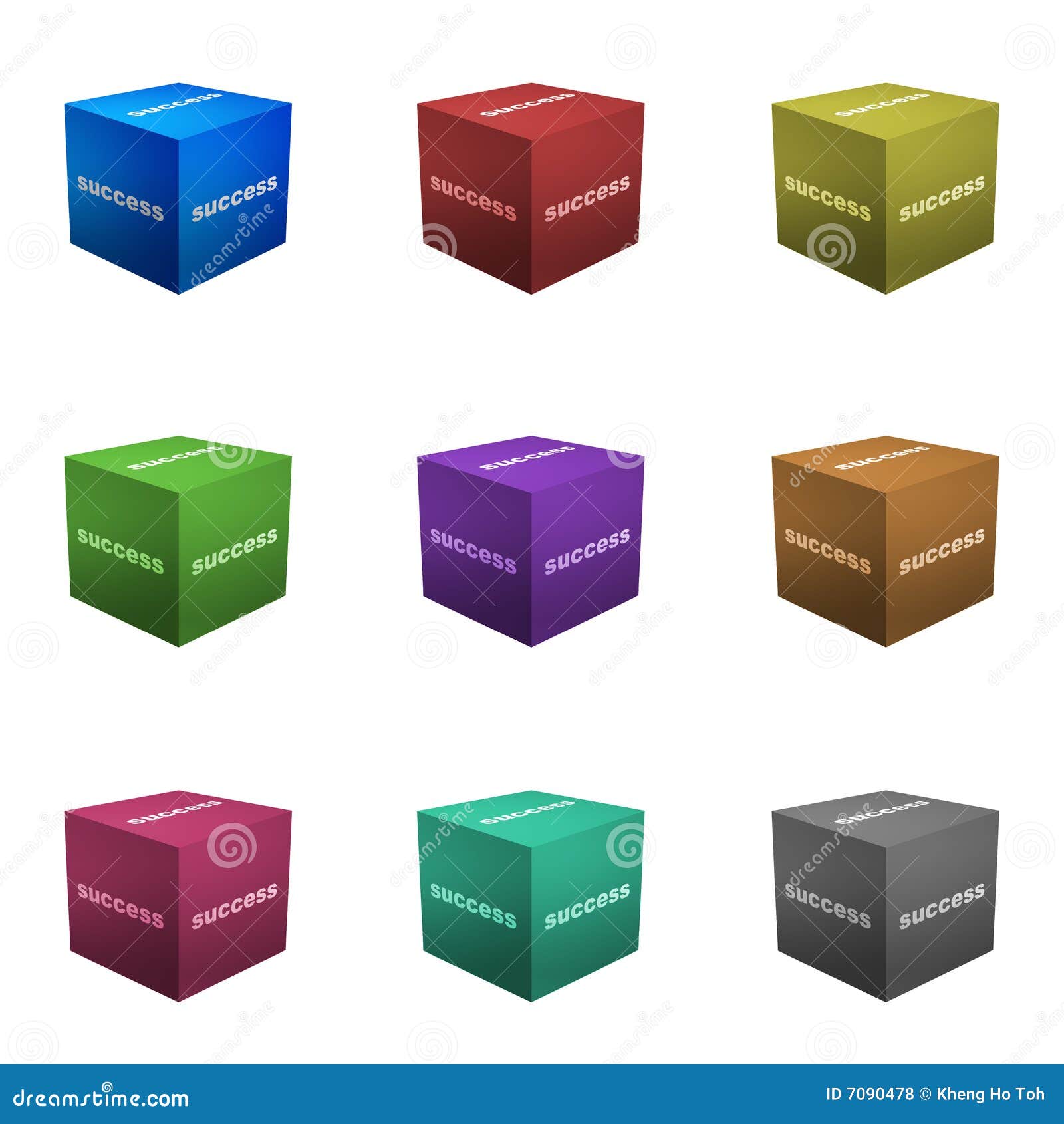 Success Boxes in 3d Cube Format Stock Illustration - Illustration of ...
