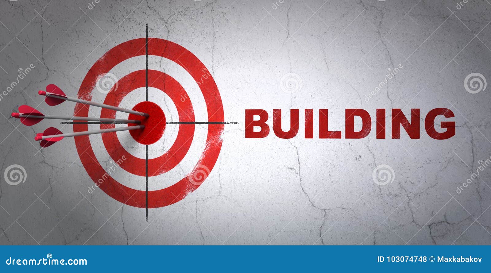 Building Construction Concept: Target and Building on Wall Background ...