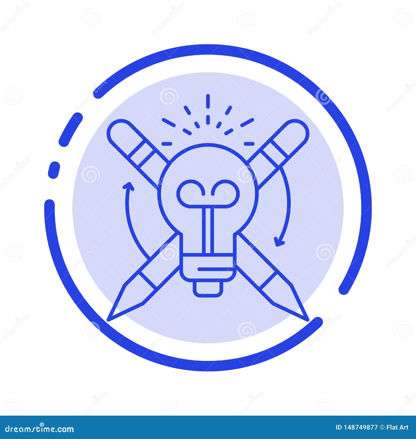 Success, Bulb, Light, Focus, Blue Dotted Line Line Icon Stock Vector ...