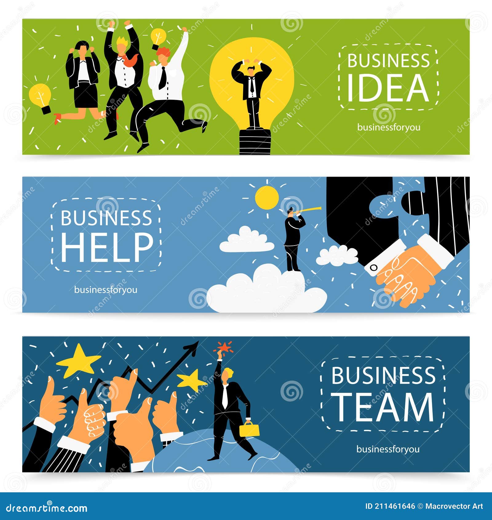 Success Business Banner Set Stock Vector - Illustration of idea, office ...