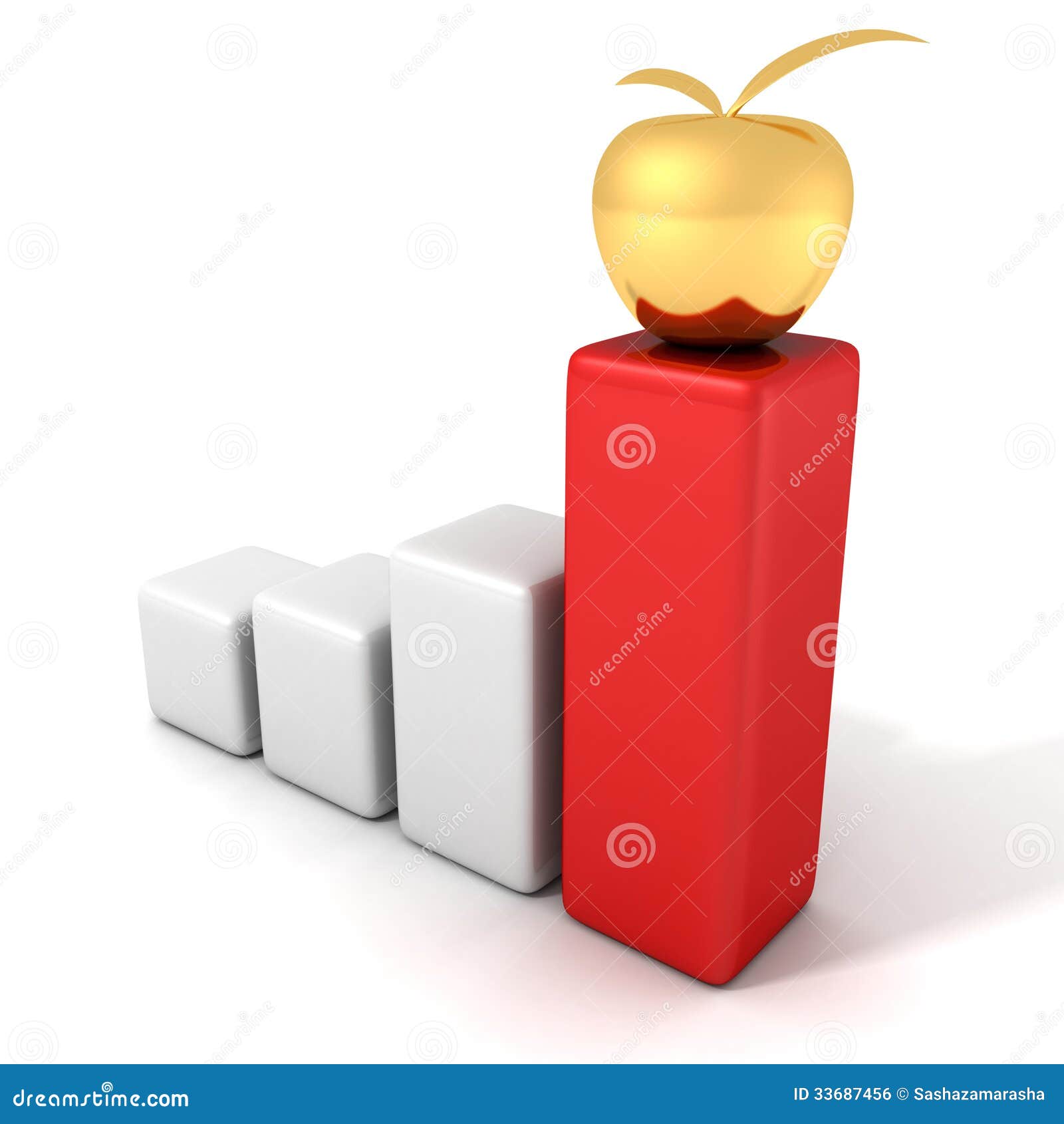 Success Business Bar Graph with Golden Apple on Red Top Stock ...