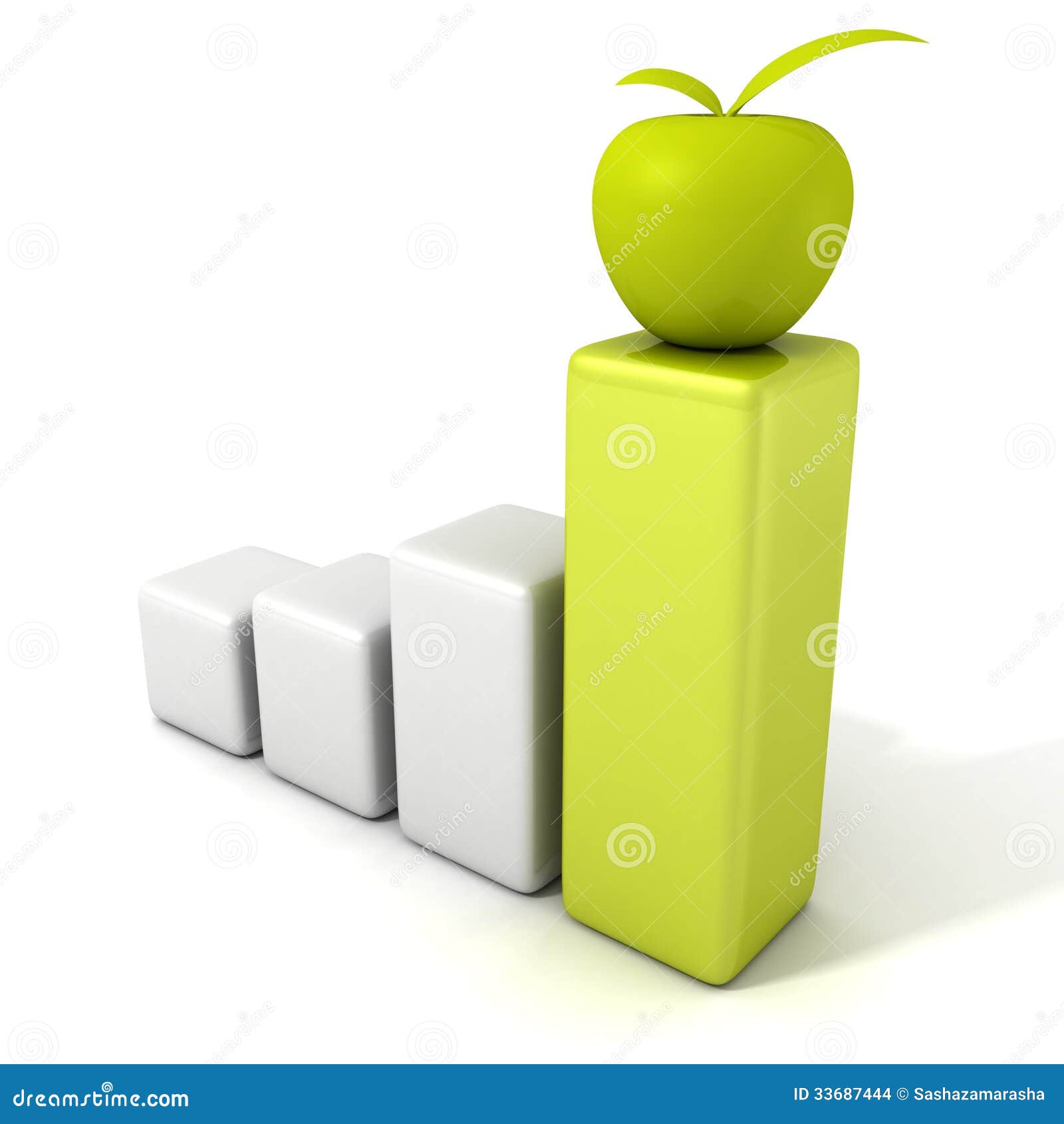 Success Business Bar Graph with Green Apple on the Top Stock ...