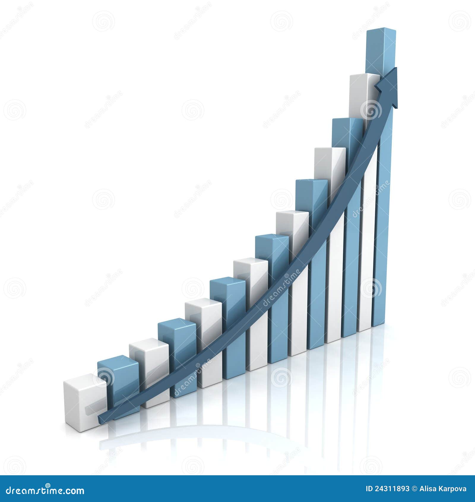 Success Business Bar Graph with Growing Arrow Stock Illustration ...