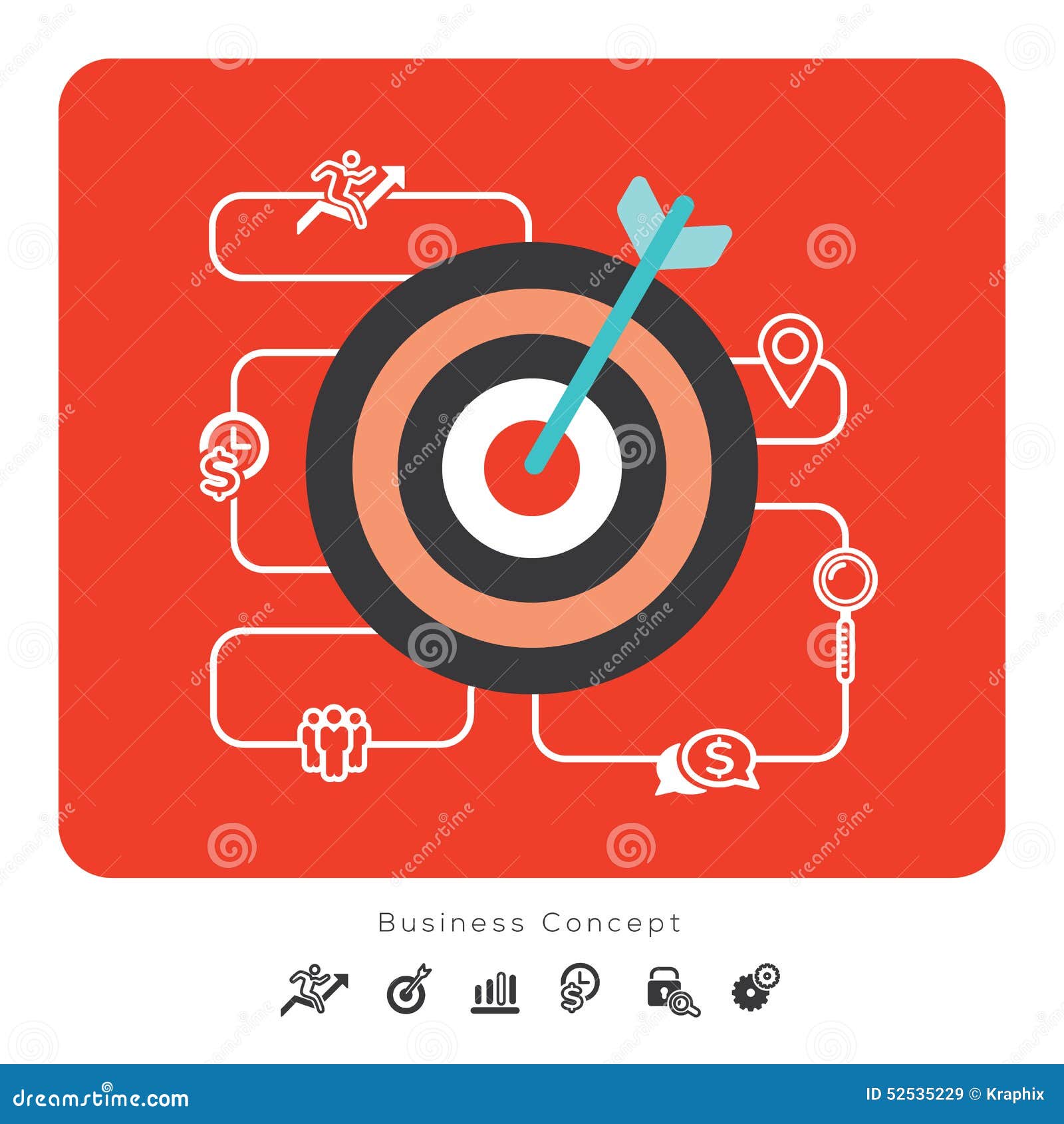 Success Business Concept Icons with Target Illustration Stock Vector ...