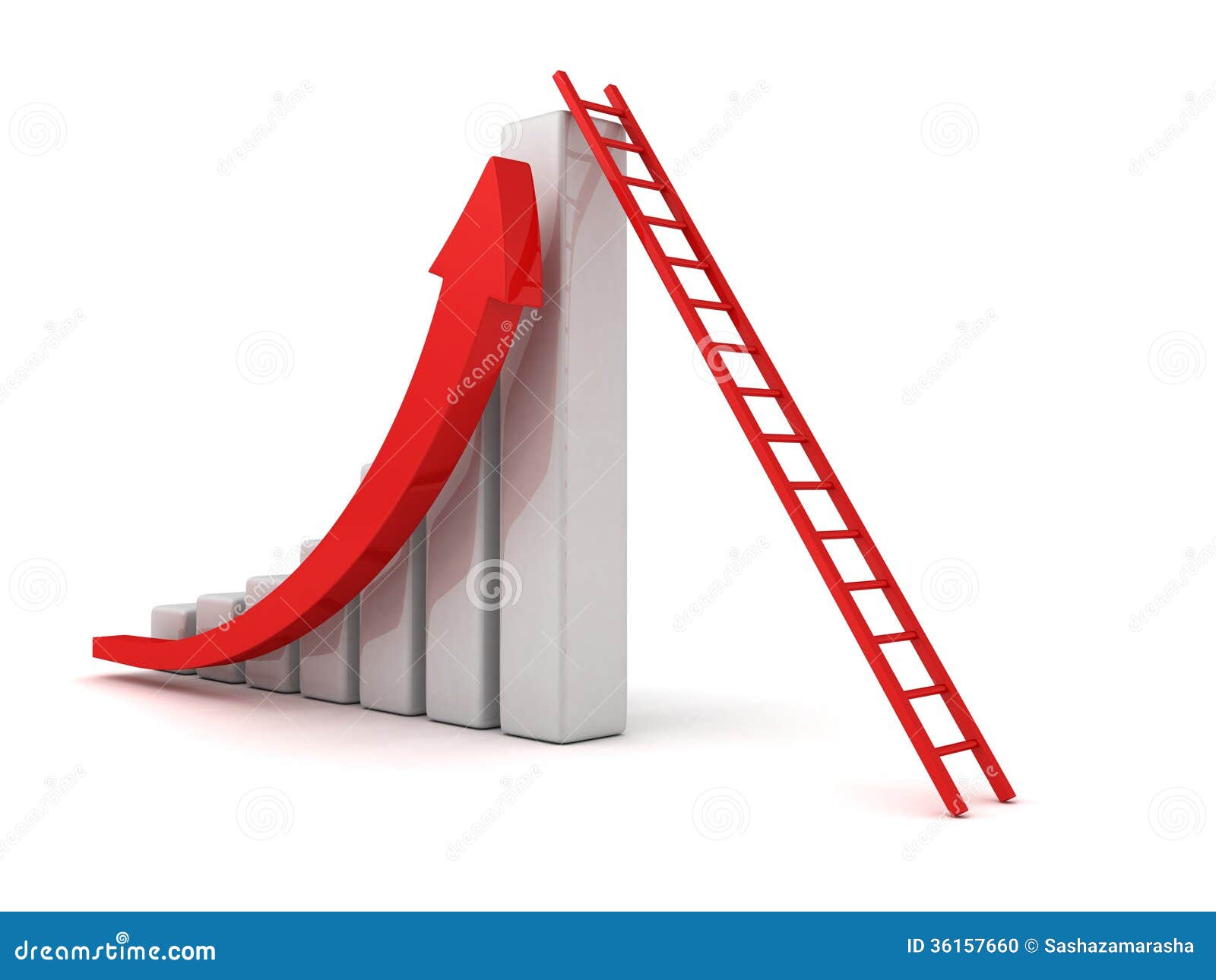 Success Business Graph with Grow Arrow and Ladder Stock Illustration ...