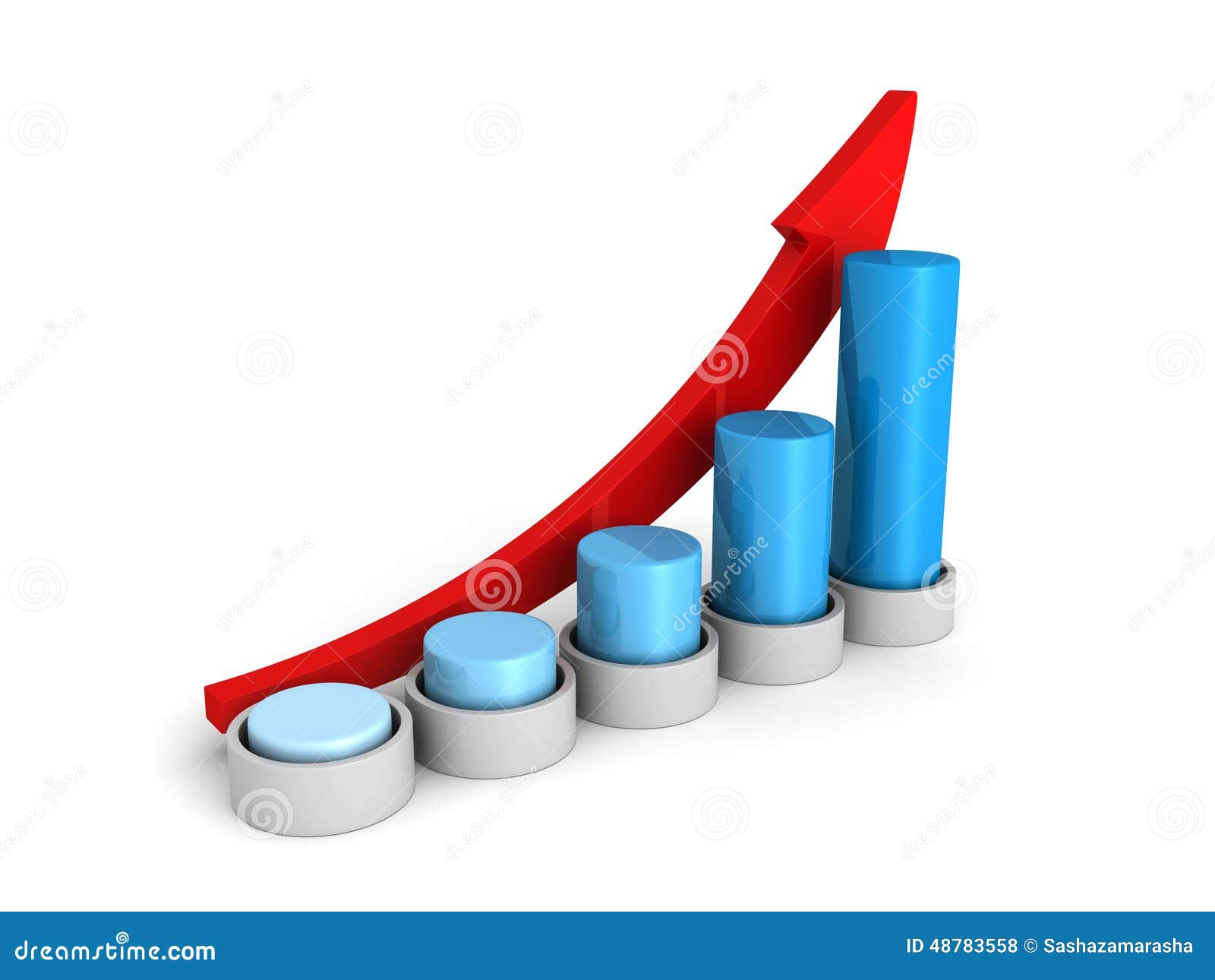 Success Business Growing Blue Bar Chart Graph with Arrow Stock ...