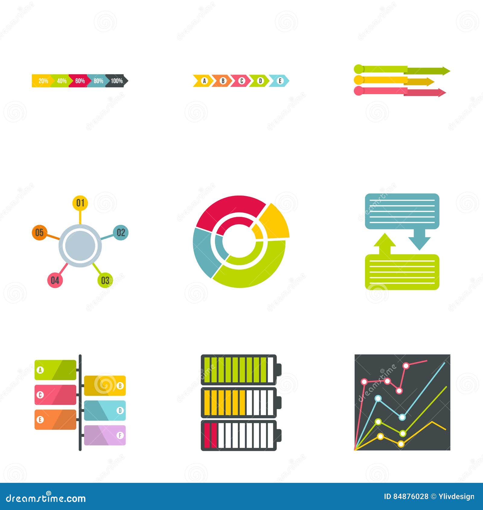 Success in Business Icons Set, Flat Style Stock Vector - Illustration ...