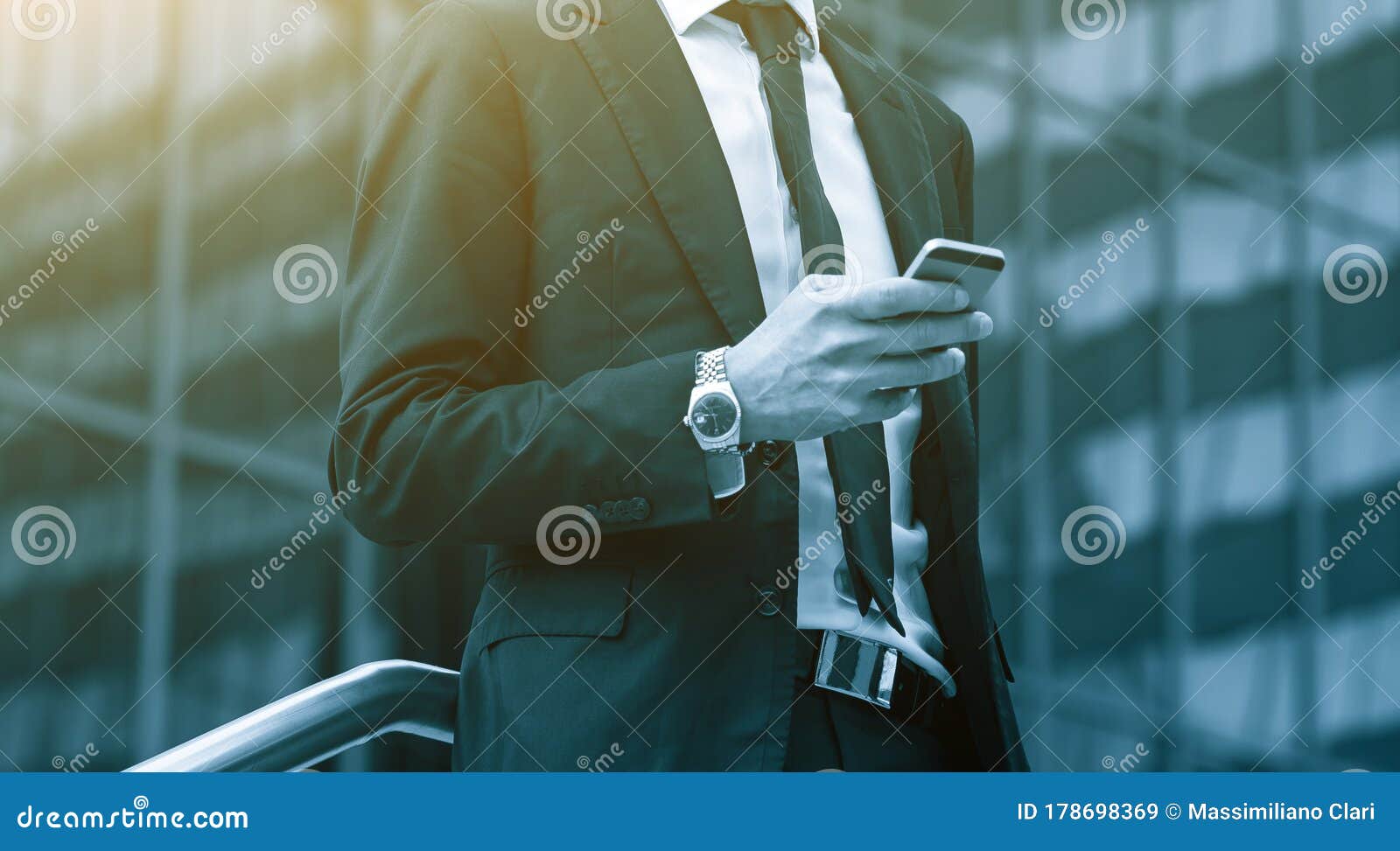 Success Business Man Using Cell Phone. Blue Toned Image Stock Image ...