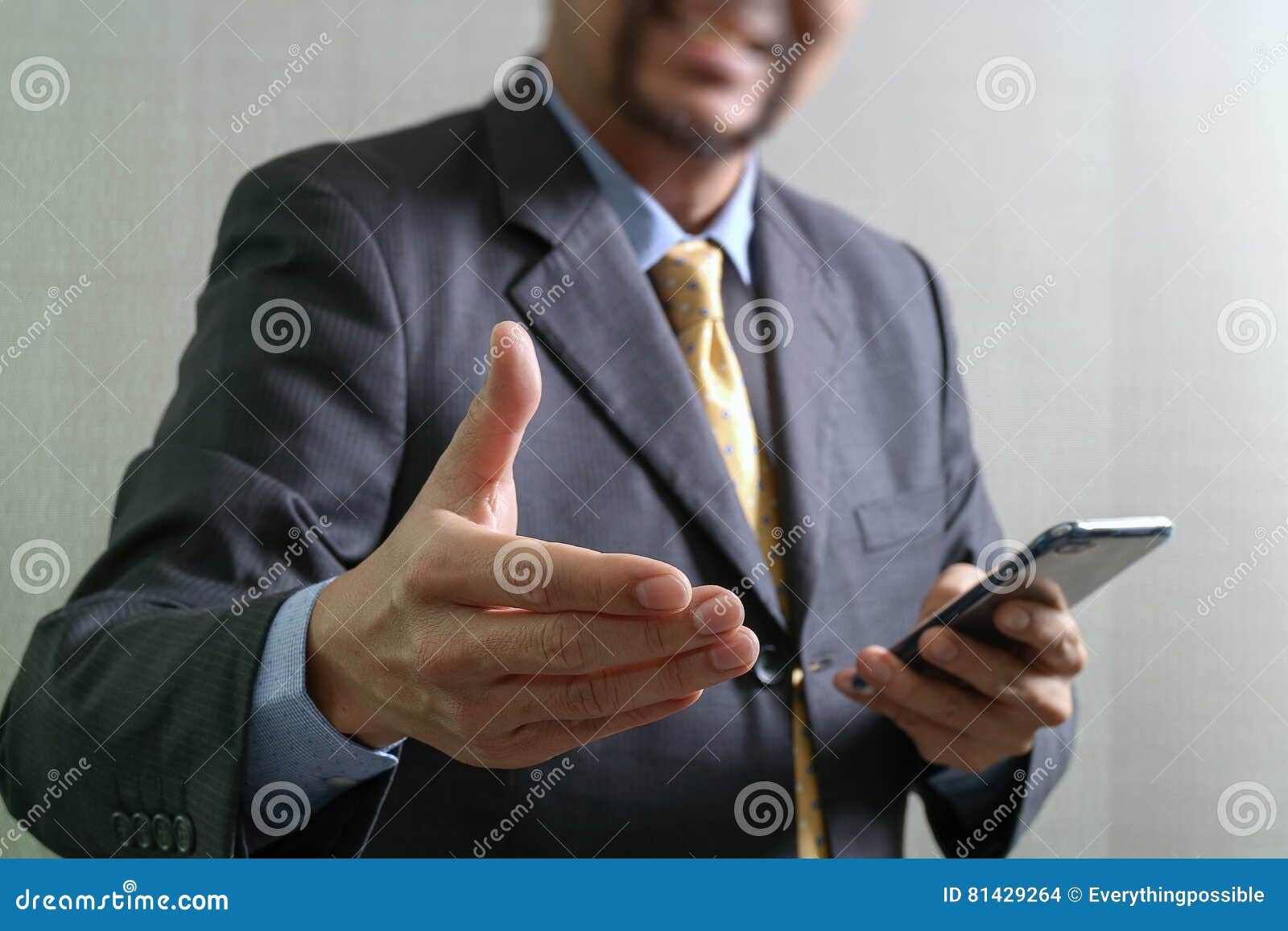 Success Businessman Open His Hand, Front View, Filter Effect Stock ...