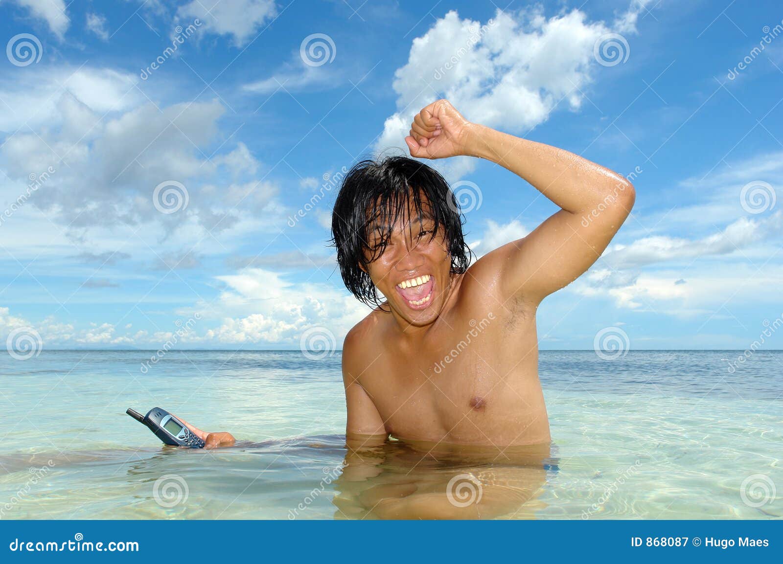 Success with Cellphone in Sea Stock Image - Image of resort, exotic: 868087