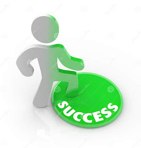 Success Changes a Person - Man Steps on Button Stock Illustration ...