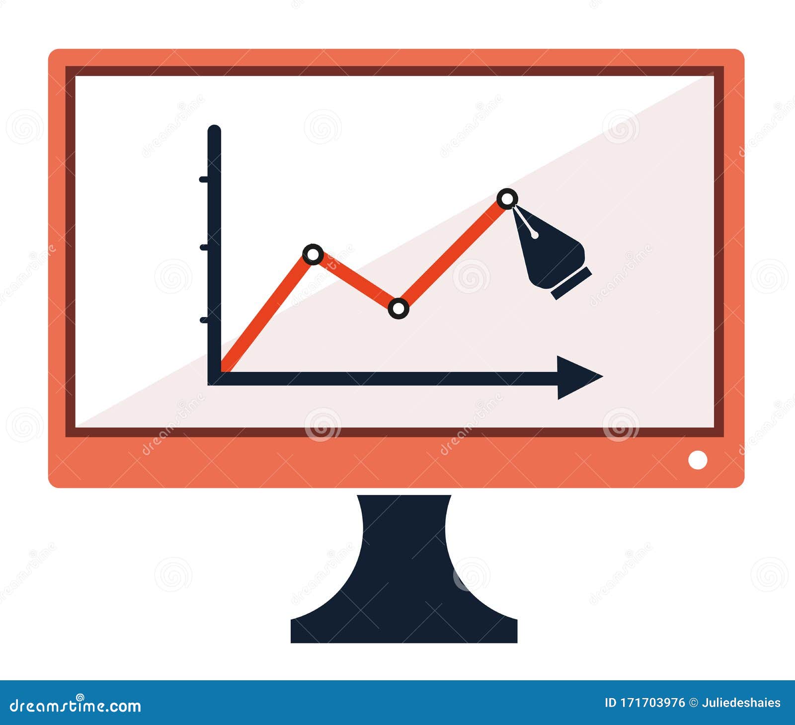 Success Chart Stats Drawing Pen on Computer Screen Stock Vector ...