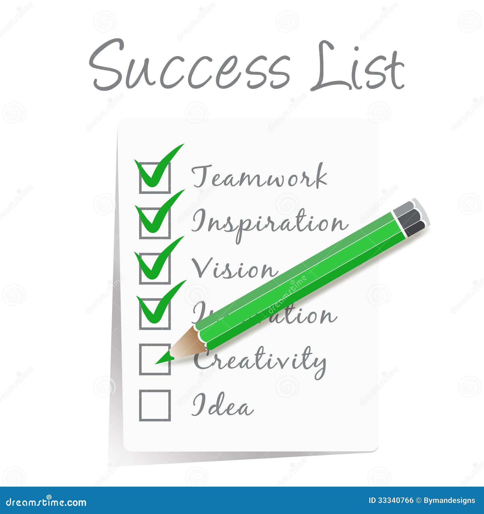 Success check list stock vector. Illustration of green - 33340766