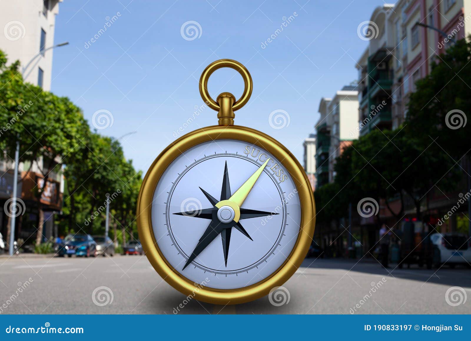 Success Compass on the Road. 3D Illustration Stock Image - Image of ...