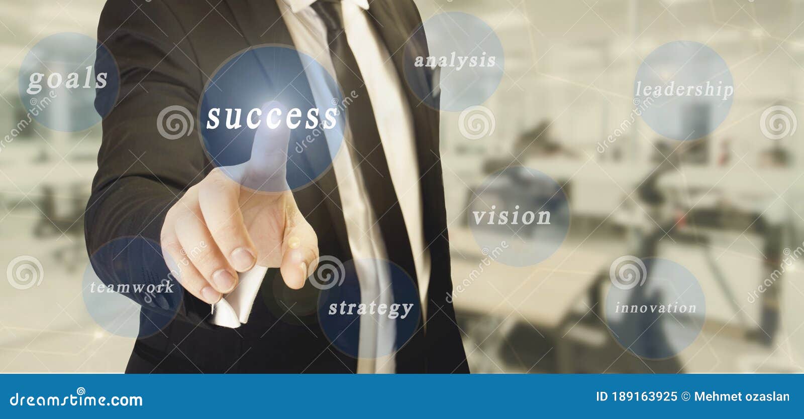 Success Concept, Businessman Touch Success Word in the Words Cloud ...