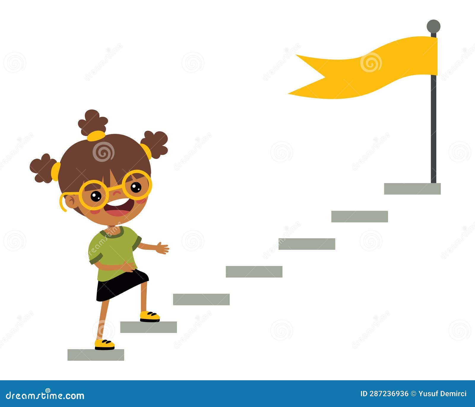 Success Concept with Cartoon Kid Stock Illustration - Illustration of ...
