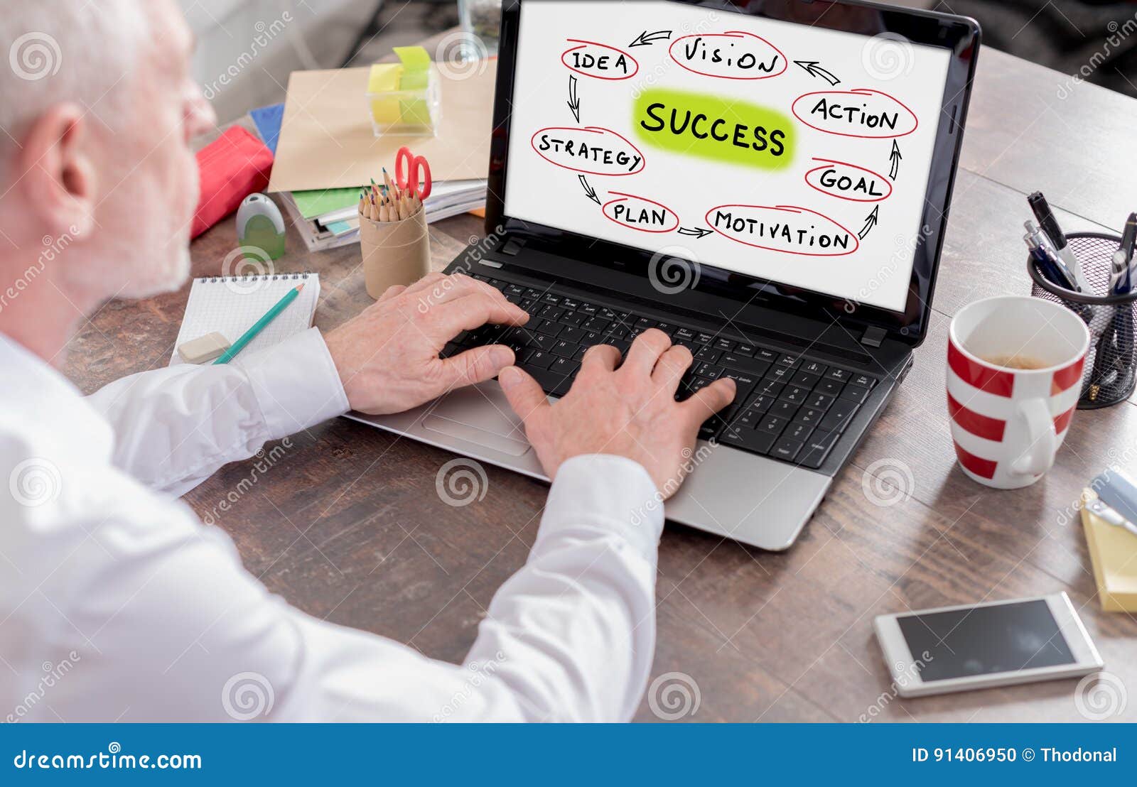 Success Concept on a Laptop Screen Stock Photo - Image of plan, goal ...