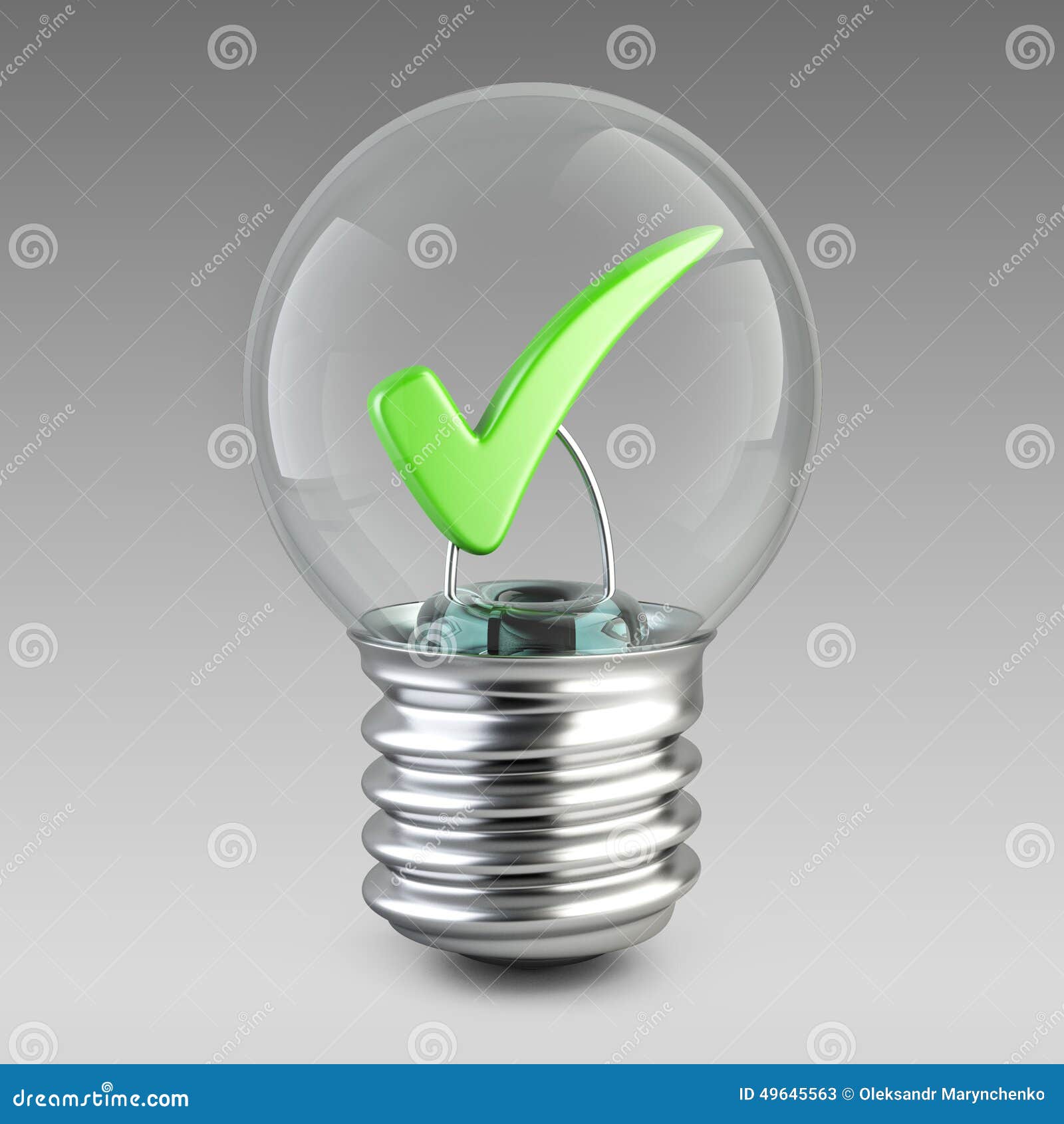 Success Concept. Light Bulb and Green Check Mark Stock Illustration ...