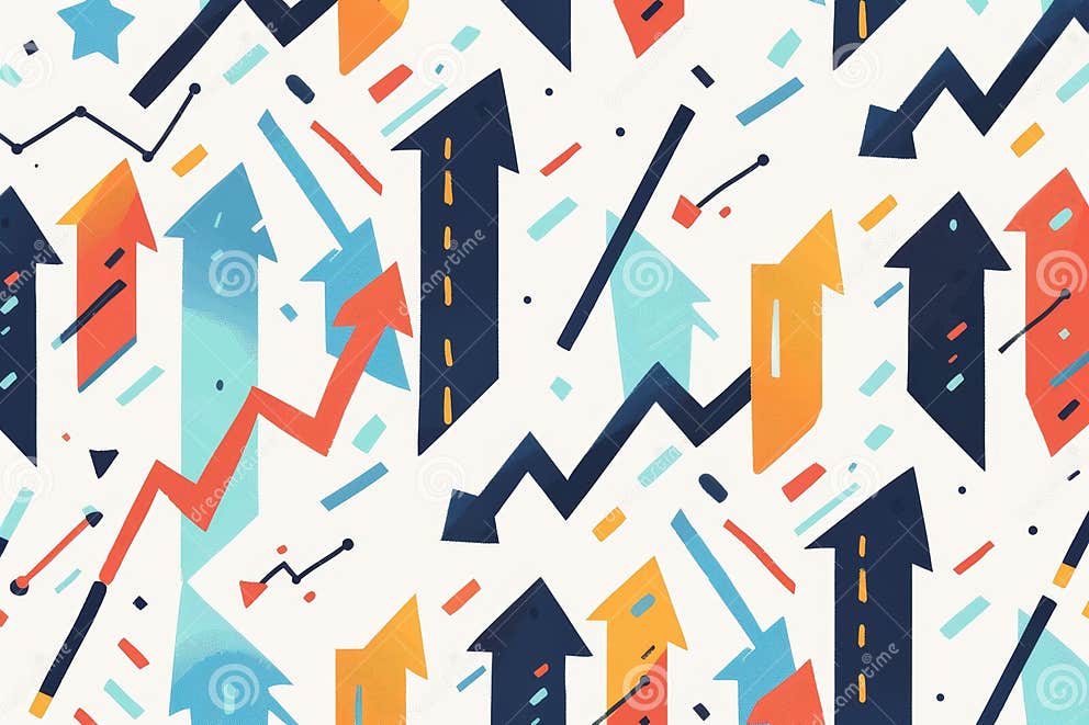 Success Concept in a Repeating Pattern with Upward Graphs. Stock ...