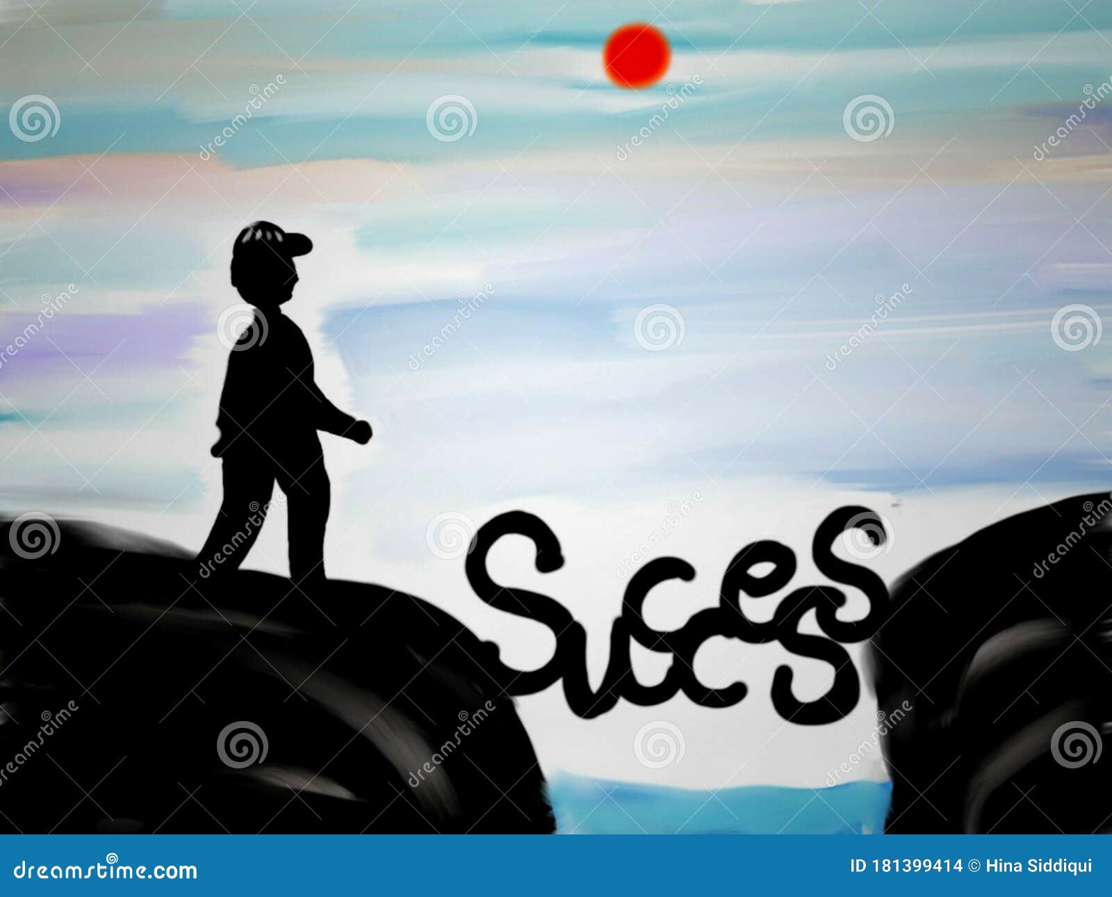 Success Concept Shadow Illustration, for Poster or Banner Stock ...