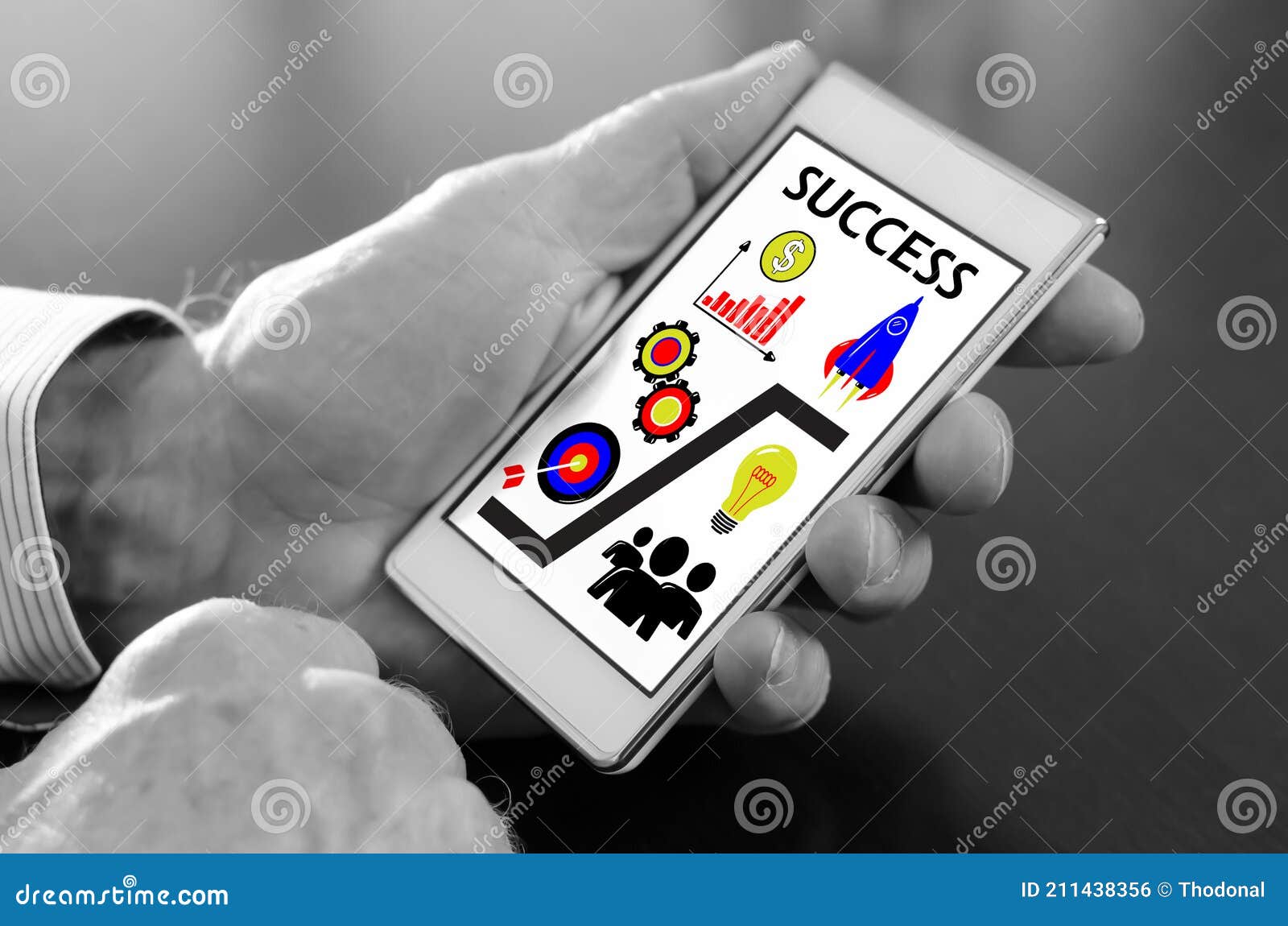 Success Concept on a Smartphone Stock Photo - Image of hand ...