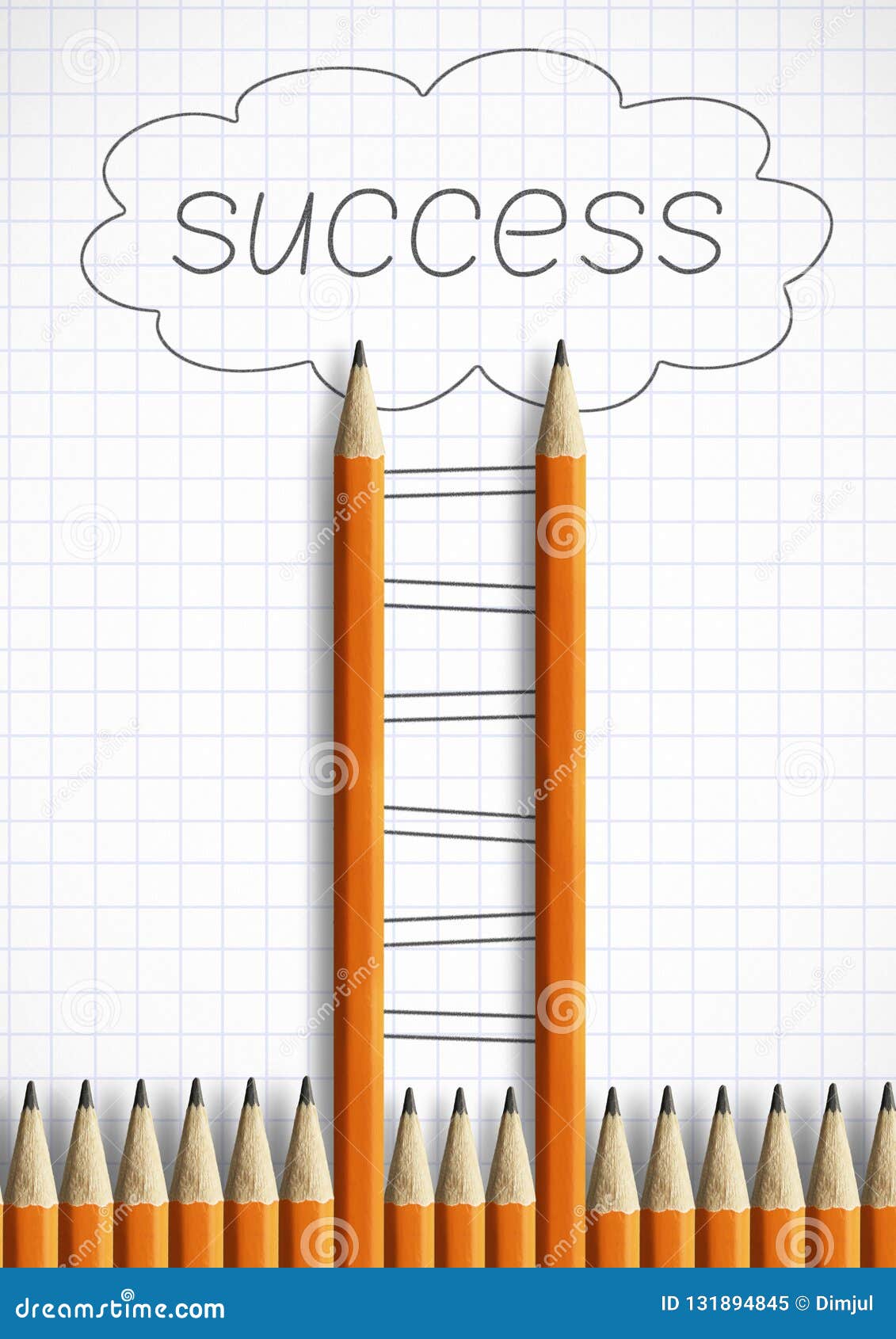 Success Creative Concept, Pencil Ladder with Painted Steps Stock ...