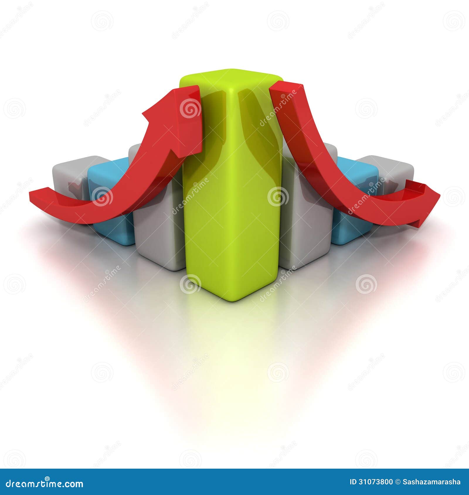 Success and Crisis Financial Bar Chart with Up and Down Arrow Stock ...
