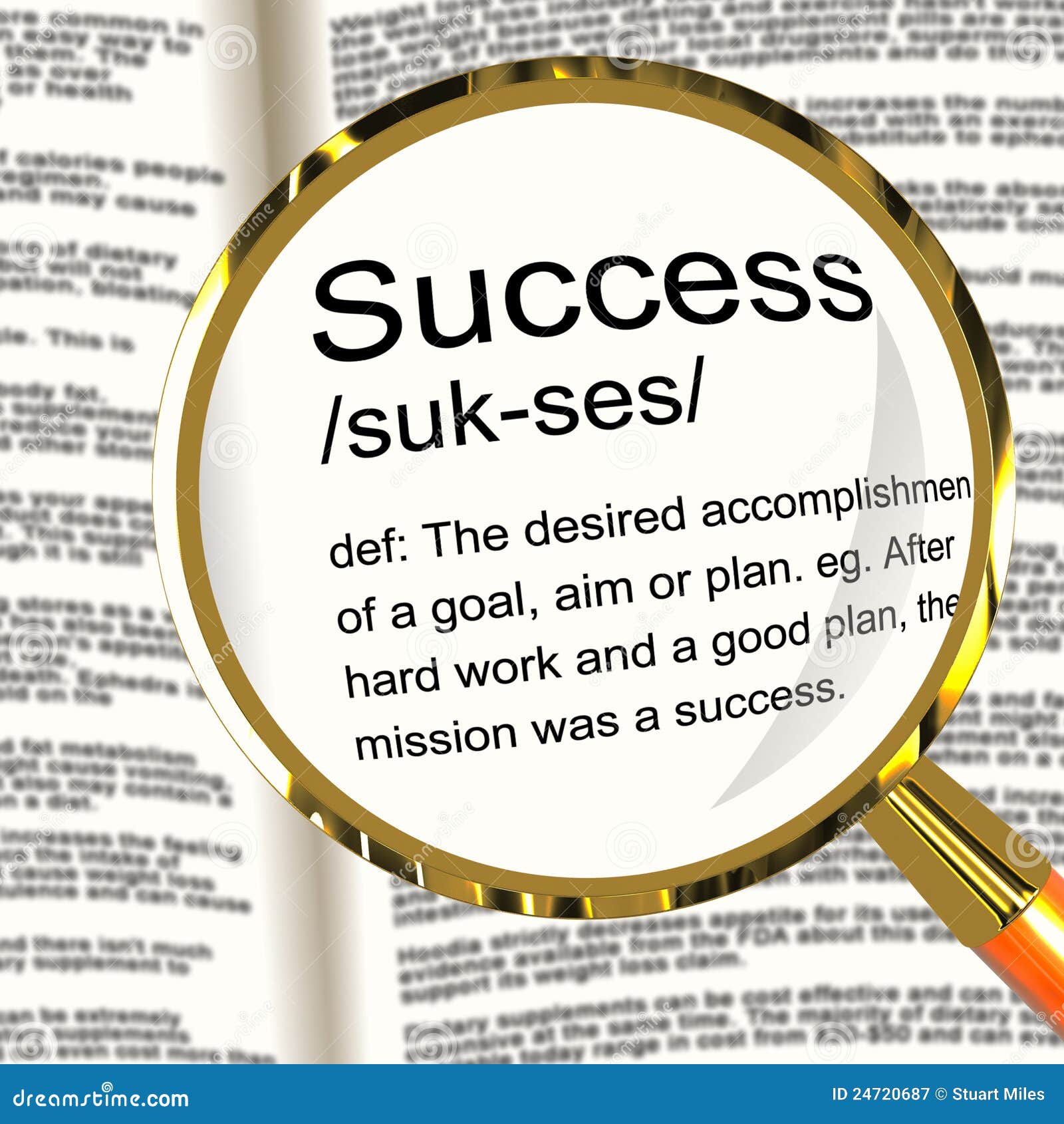 Success Definition Magnifier Showing Achievements Stock Image - Image ...