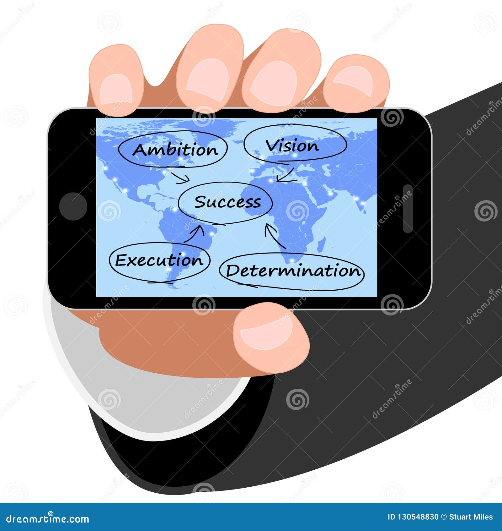 Success Diagram Showing Vision Ambition Execution 3d Rendering Stock ...