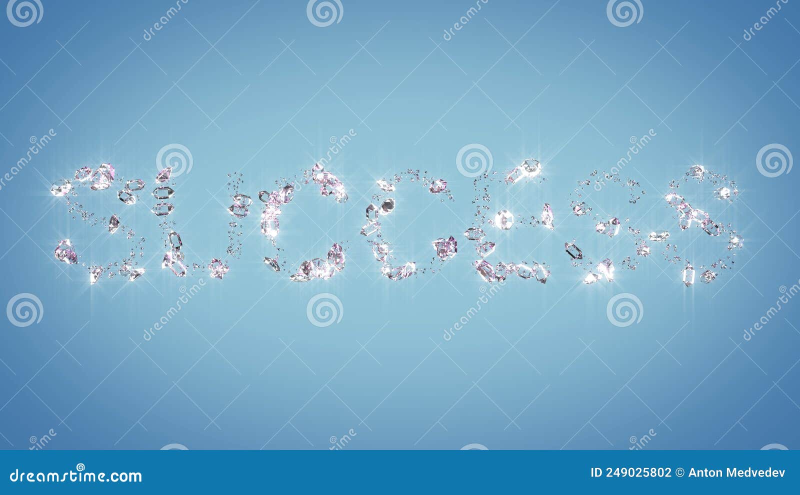 Success - Diamond Text on Light Blue Bg - Abstract 3D Rendering Stock ...