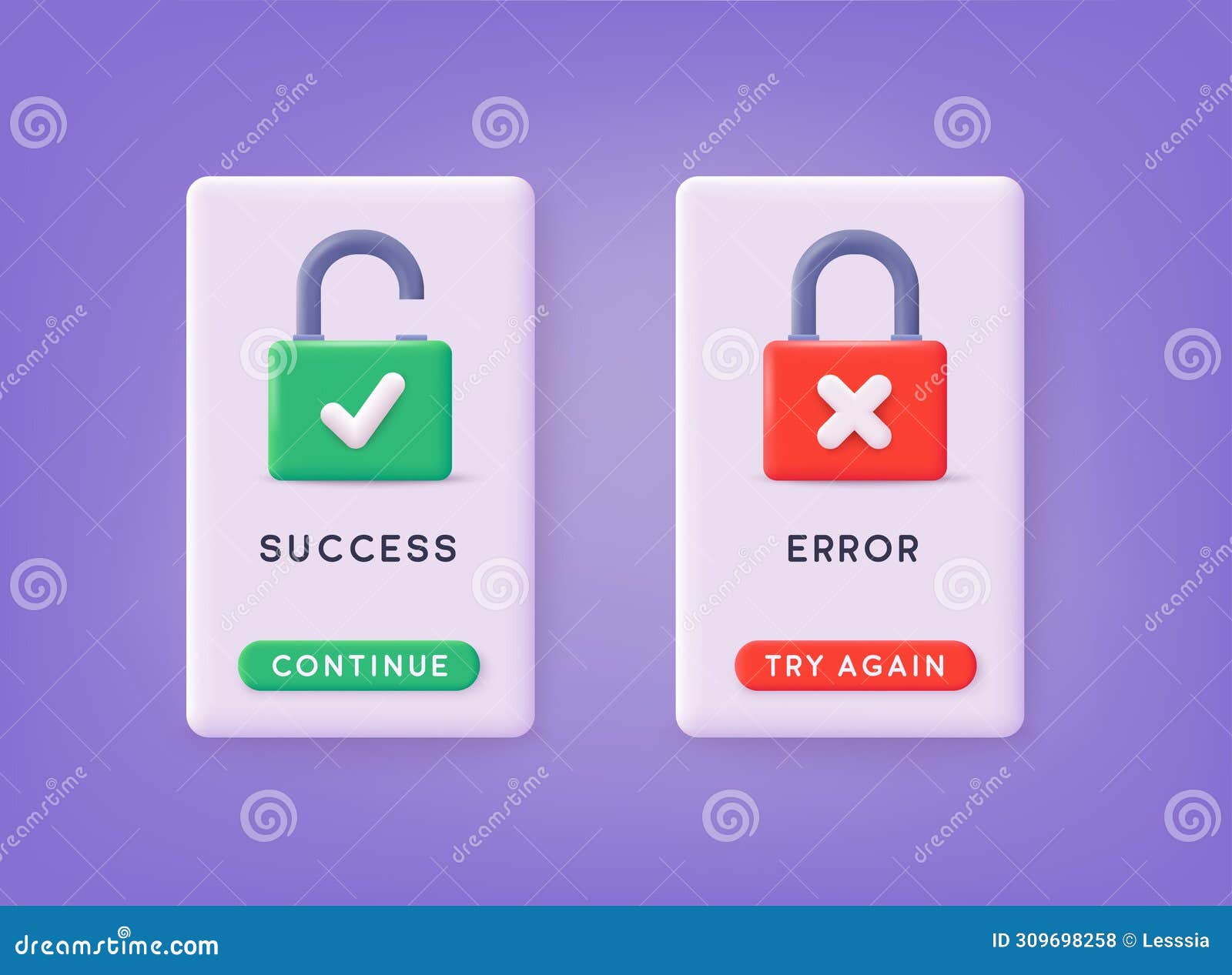 Success and Error Access. Approved and Rejected UX Web Elements Stock Vector - Illustration of ...