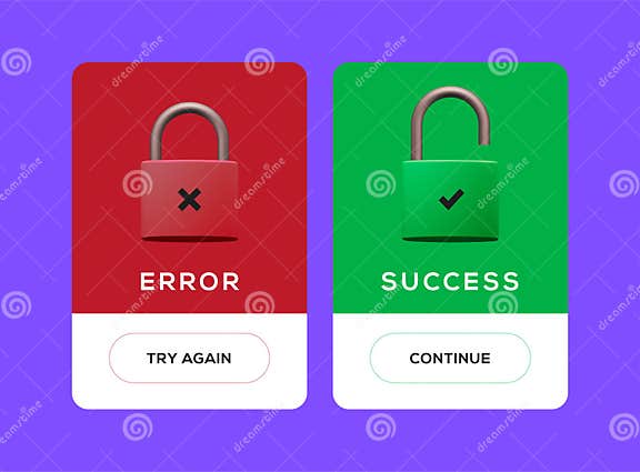 Success and Error Access Popup Window Ui Banner Vector Design with ...