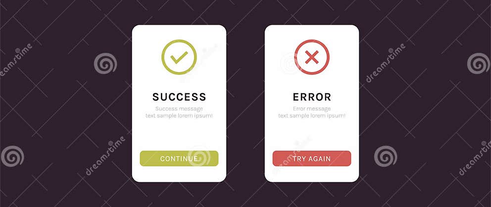 Success and Error Message Ui Screen and Approved and Rejected Ux Web ...
