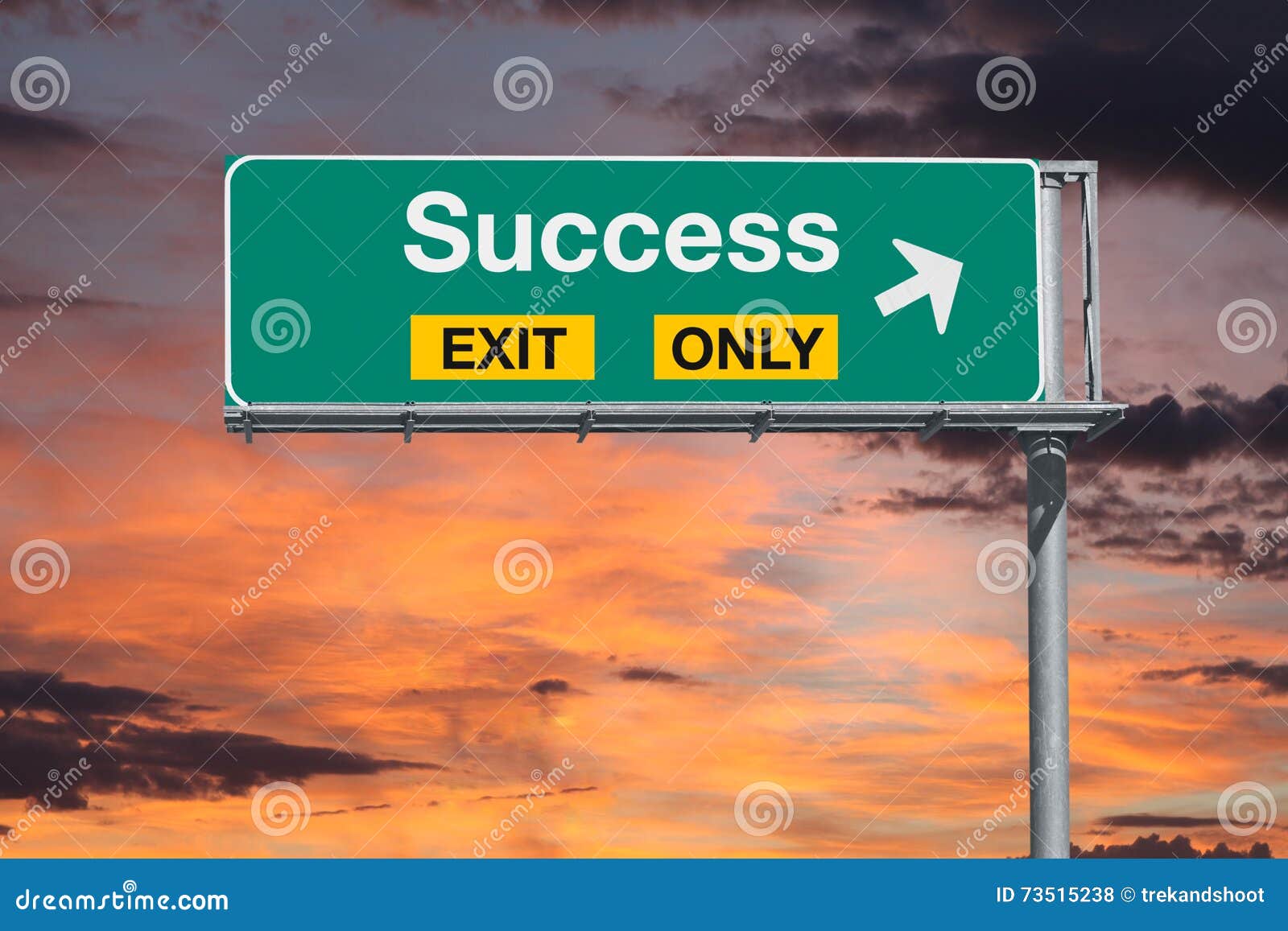 Success Exit only Highway Sign with Sunrise Sky Stock Photo - Image of ...