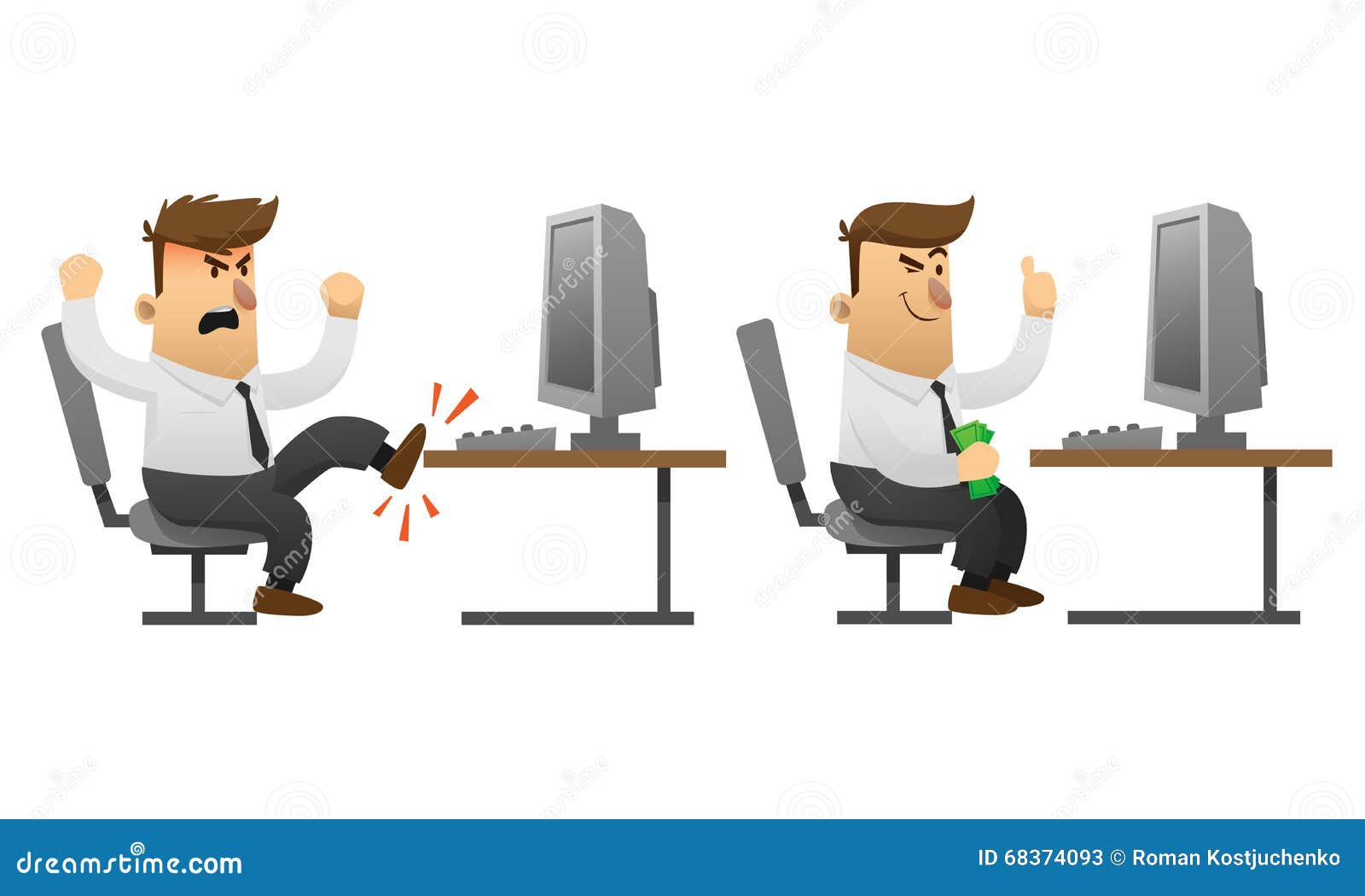 Success and Failure Businessman Cartoon Character Stock Vector ...