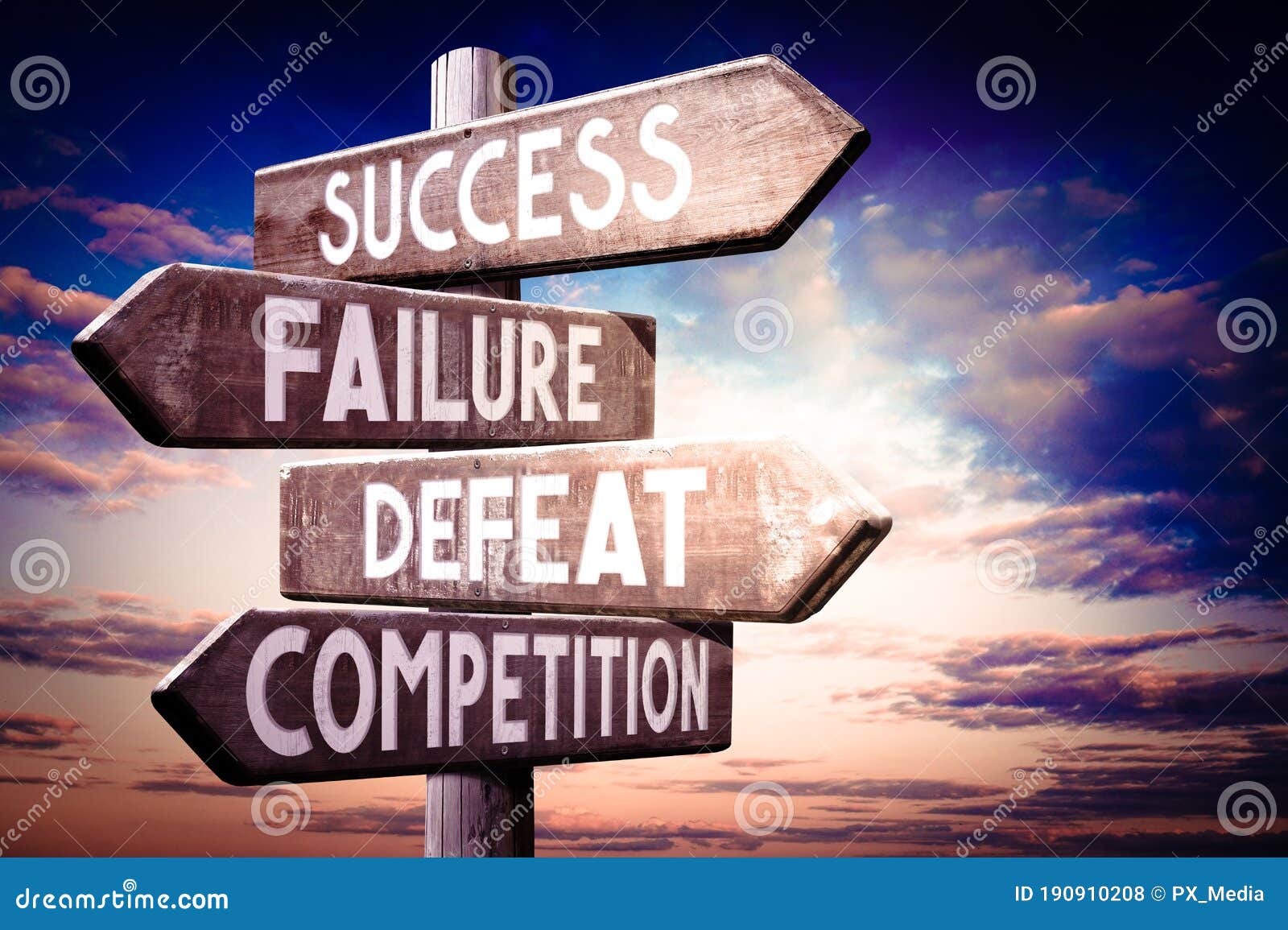 Success, Failure, Defeat, Competition - Wooden Signpost, Roadsign with ... Success, Failure, Defeat, Competition - Wooden Signpost, Roadsign with ...