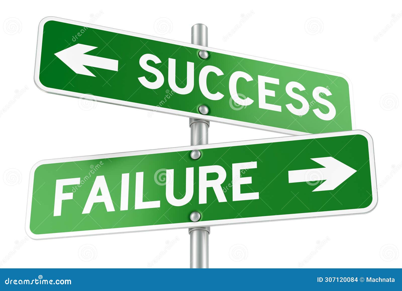 Success or Failure. Opposite Traffic Sign, 3D Rendering Stock ...