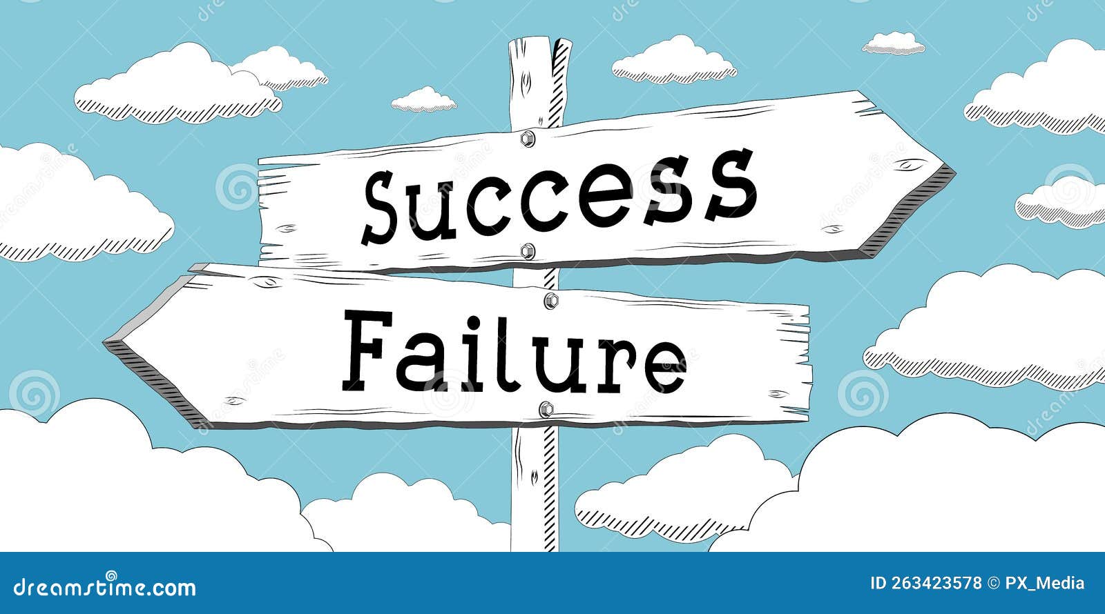 Success and Failure - Outline Signpost with Two Arrows Stock ...