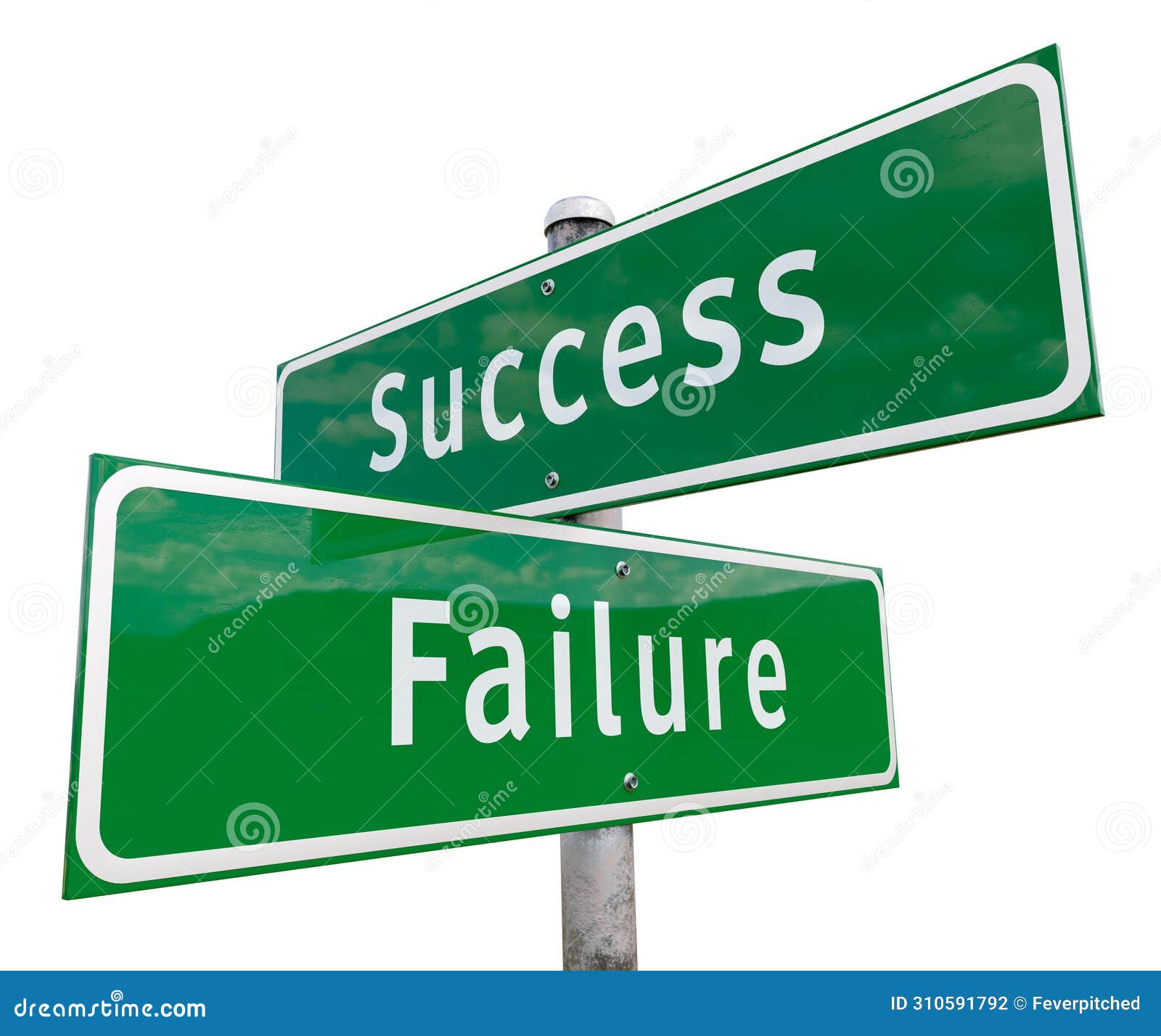 Success, Failure 2 Way Green Road Sign Isolated on White Stock Photo ...