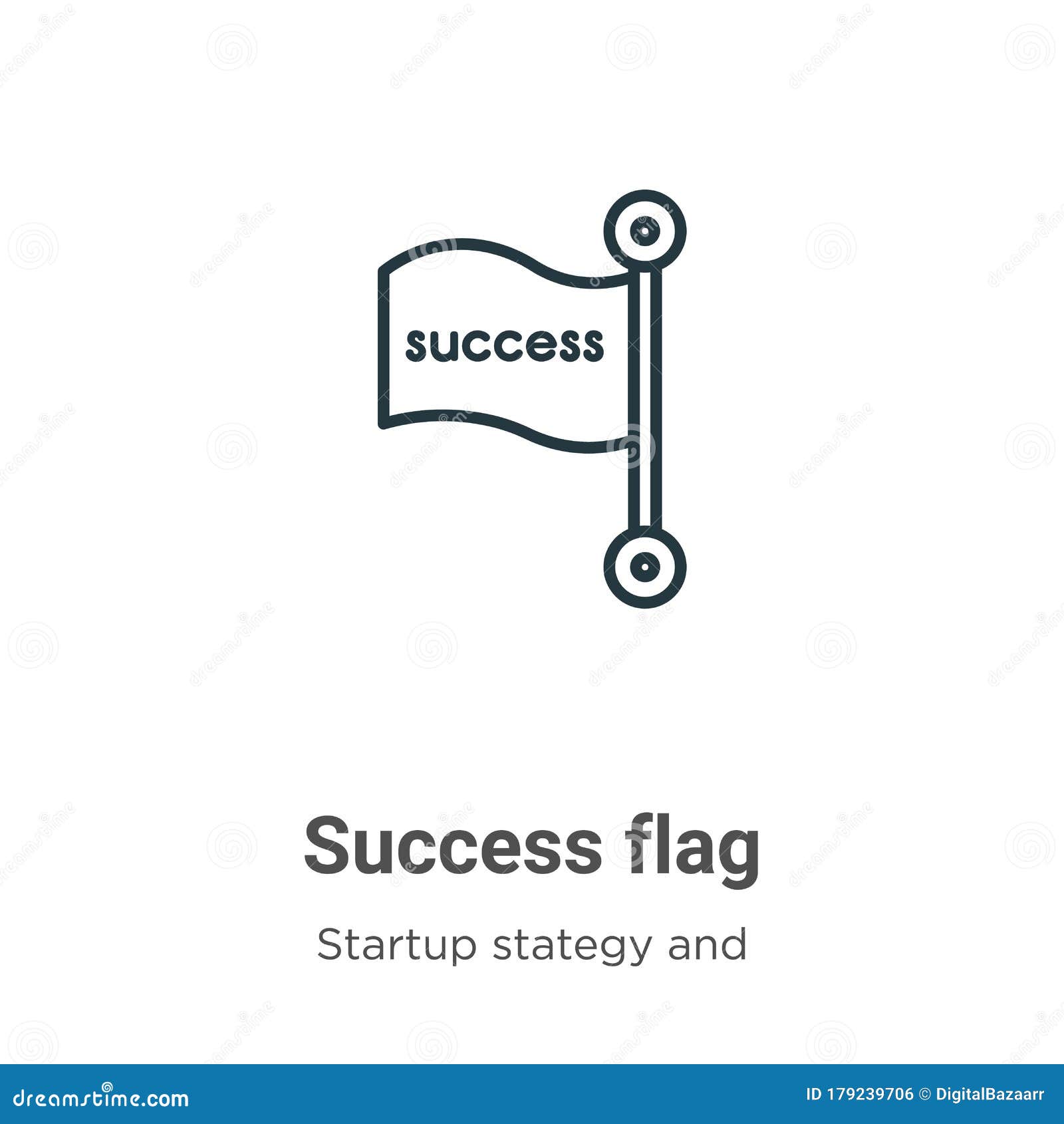 Success Flag Outline Vector Icon. Thin Line Black Success Flag Icon ...