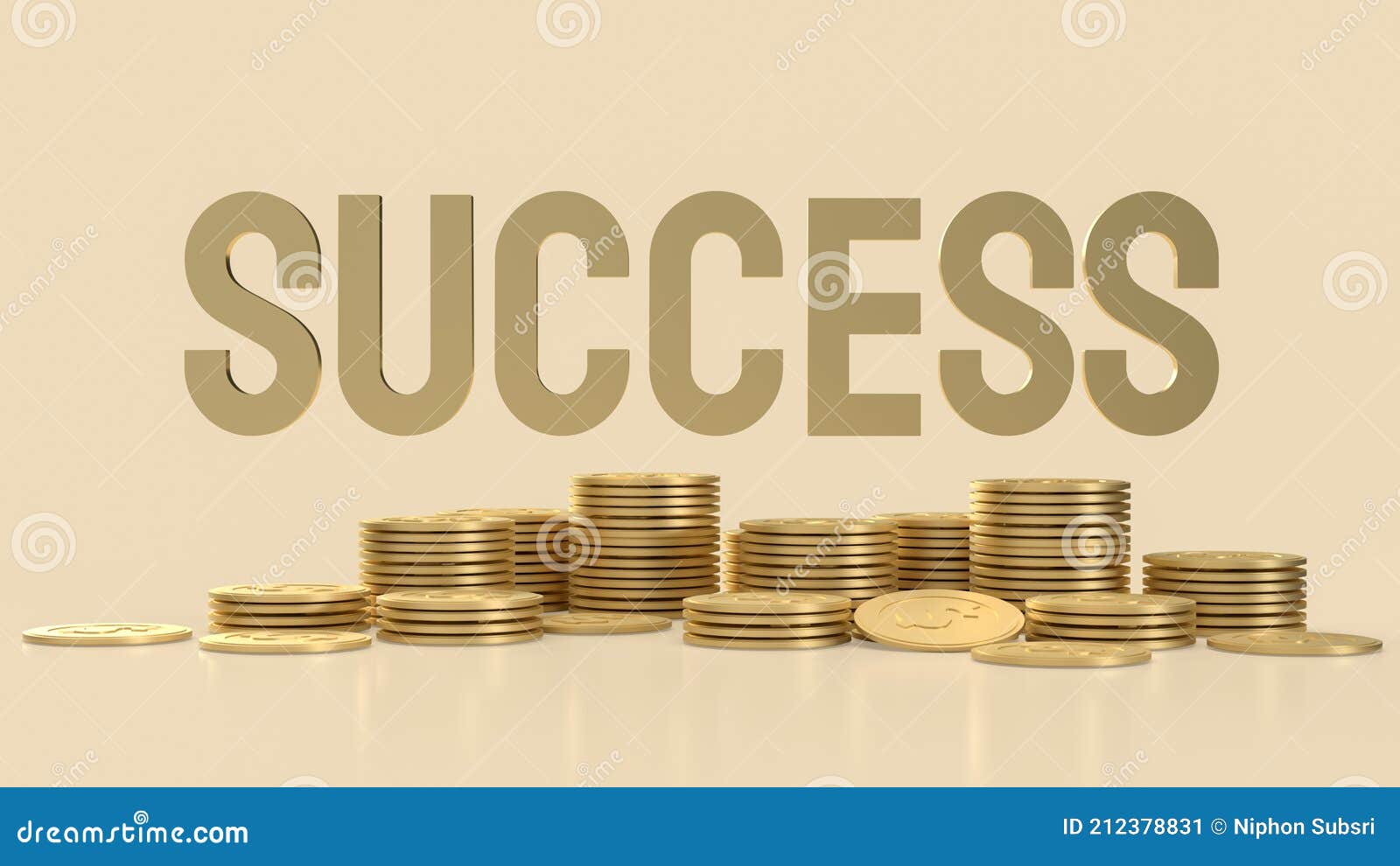 The Success Gold Text for Business Content Background 3d Rendering ...