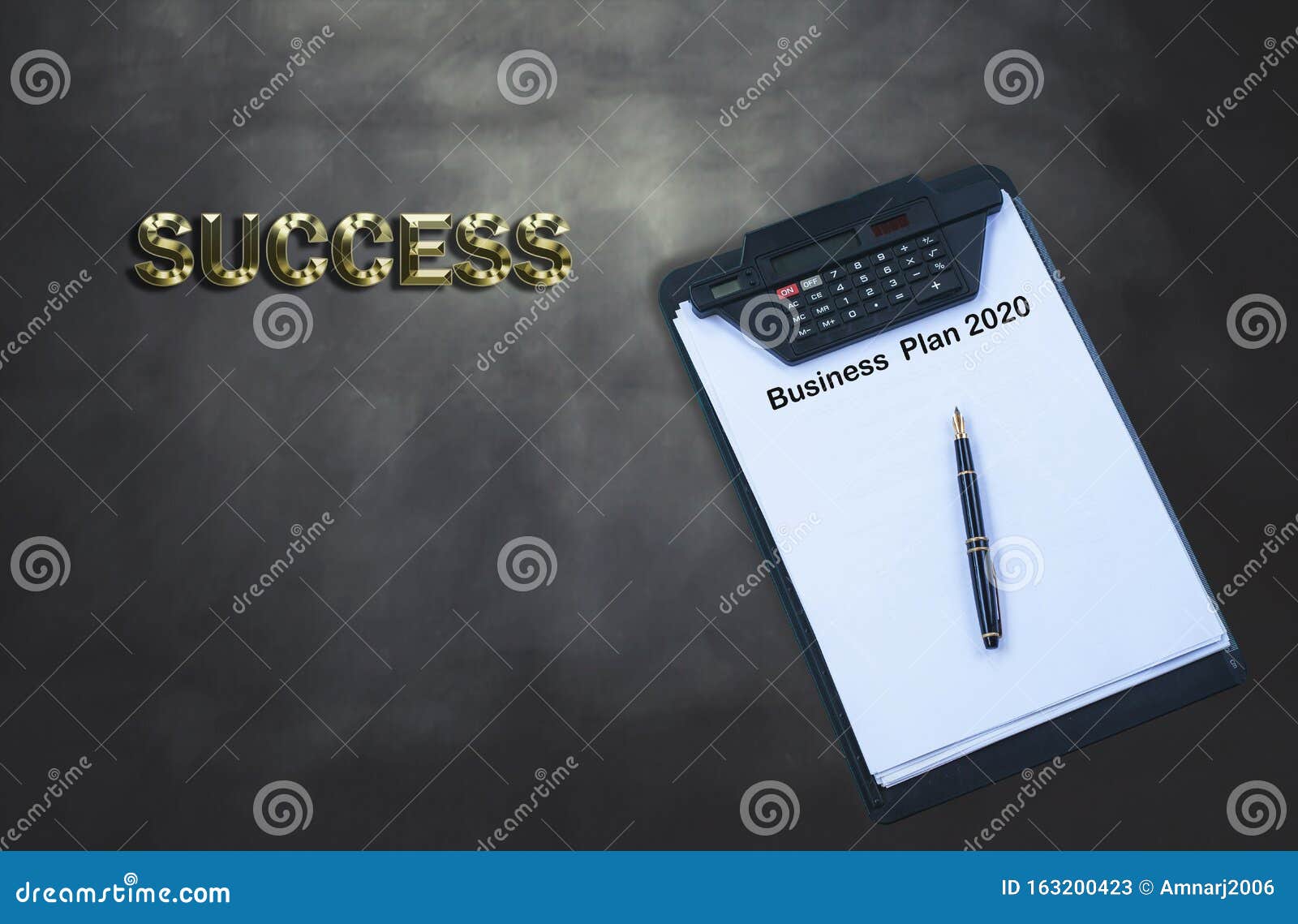 Success Gold Text for Business Plan 2020 on Chart with Fountain Pen on ...