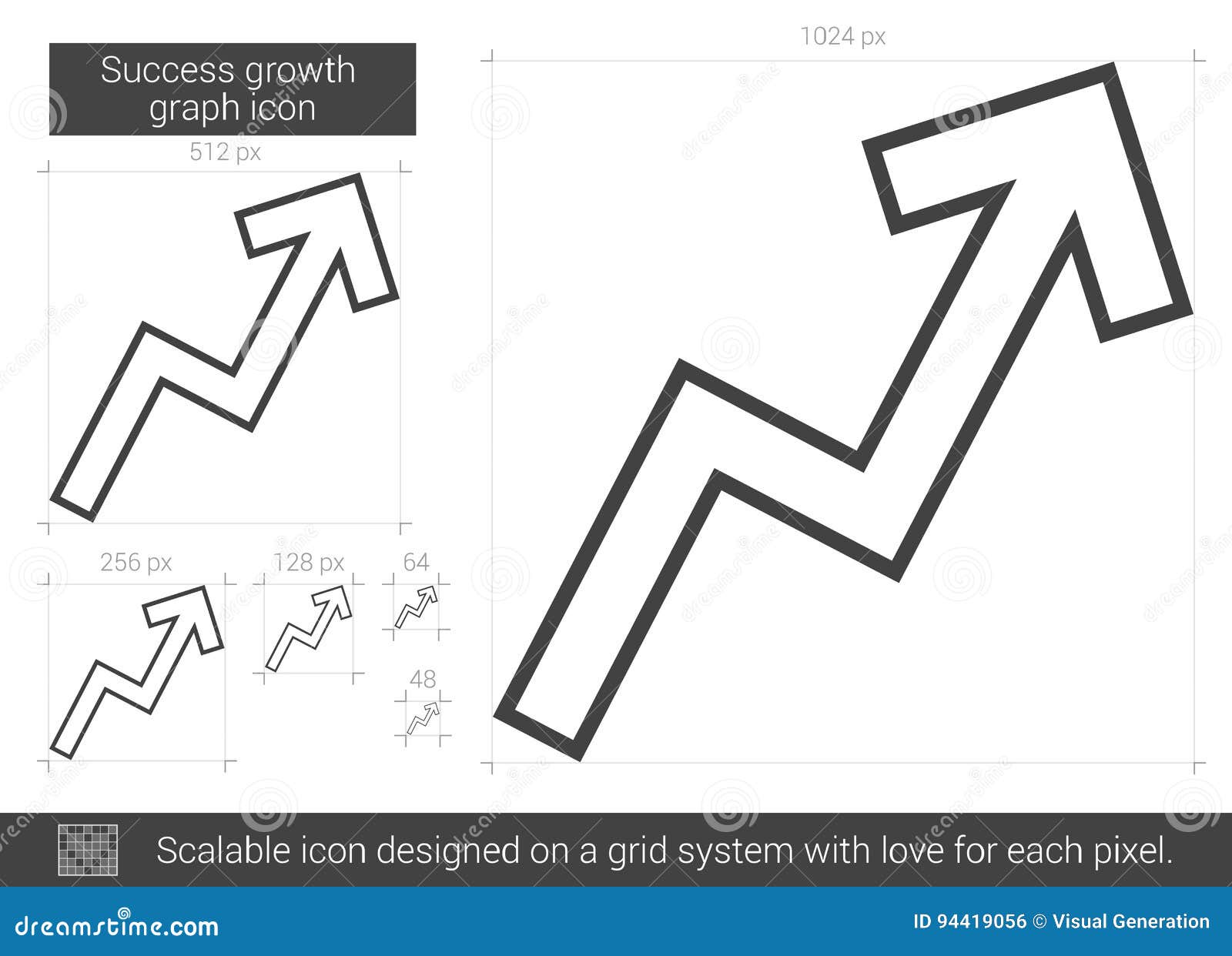 Success Growth Chart Line Icon. Stock Vector - Illustration of ...