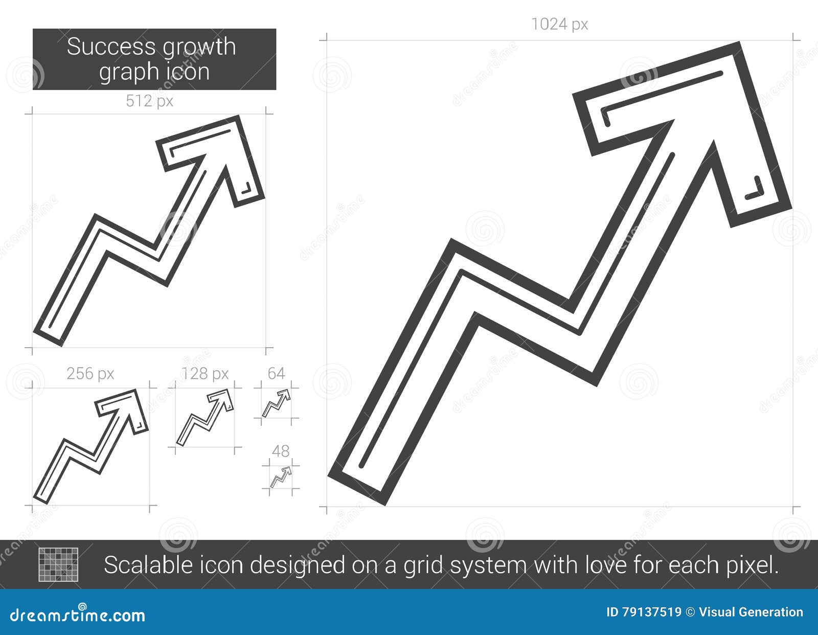 Success Growth Chart Line Icon. Stock Vector - Illustration of market ...