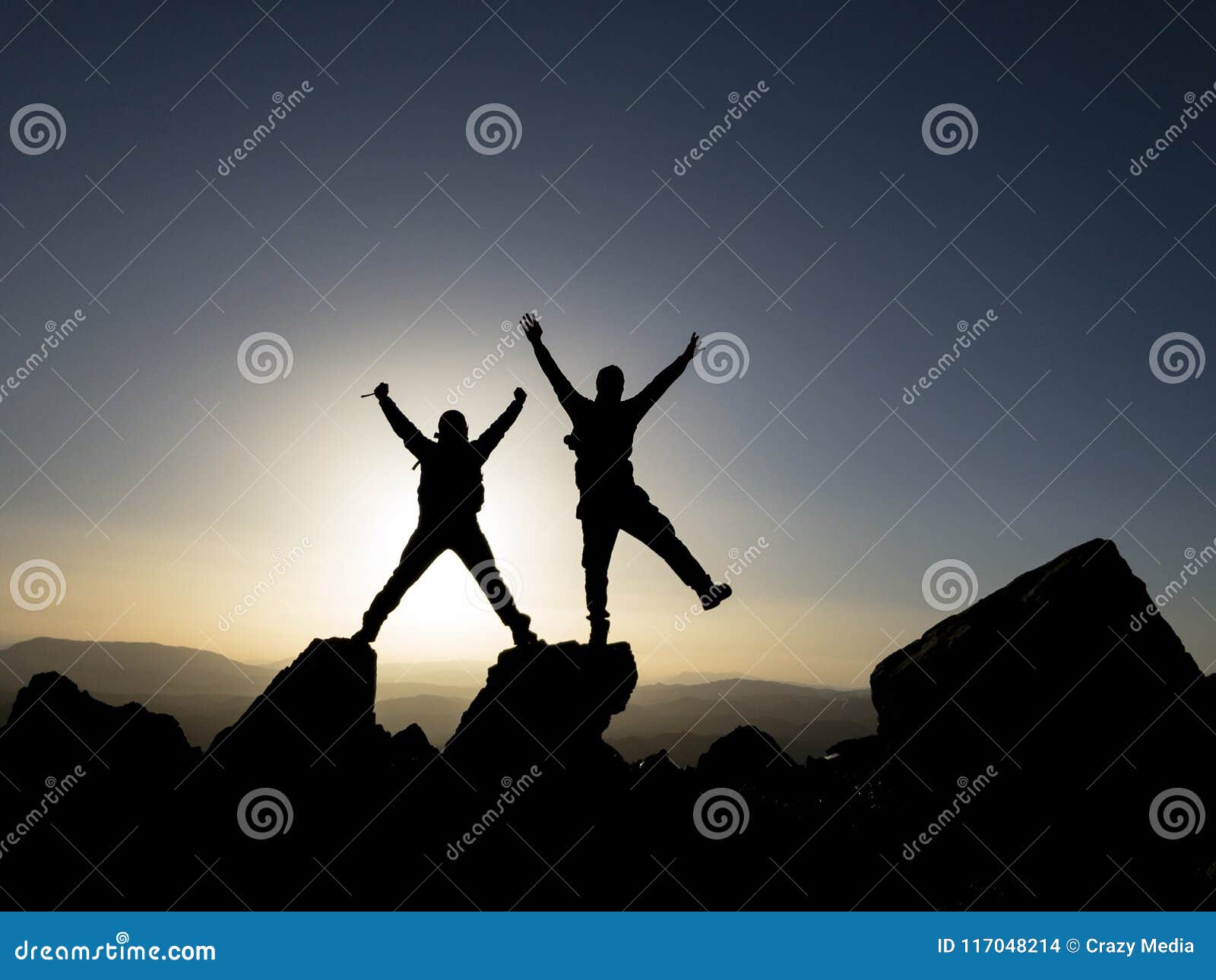 Success and Happiness of Reaching the Summit Stock Photo - Image of ...