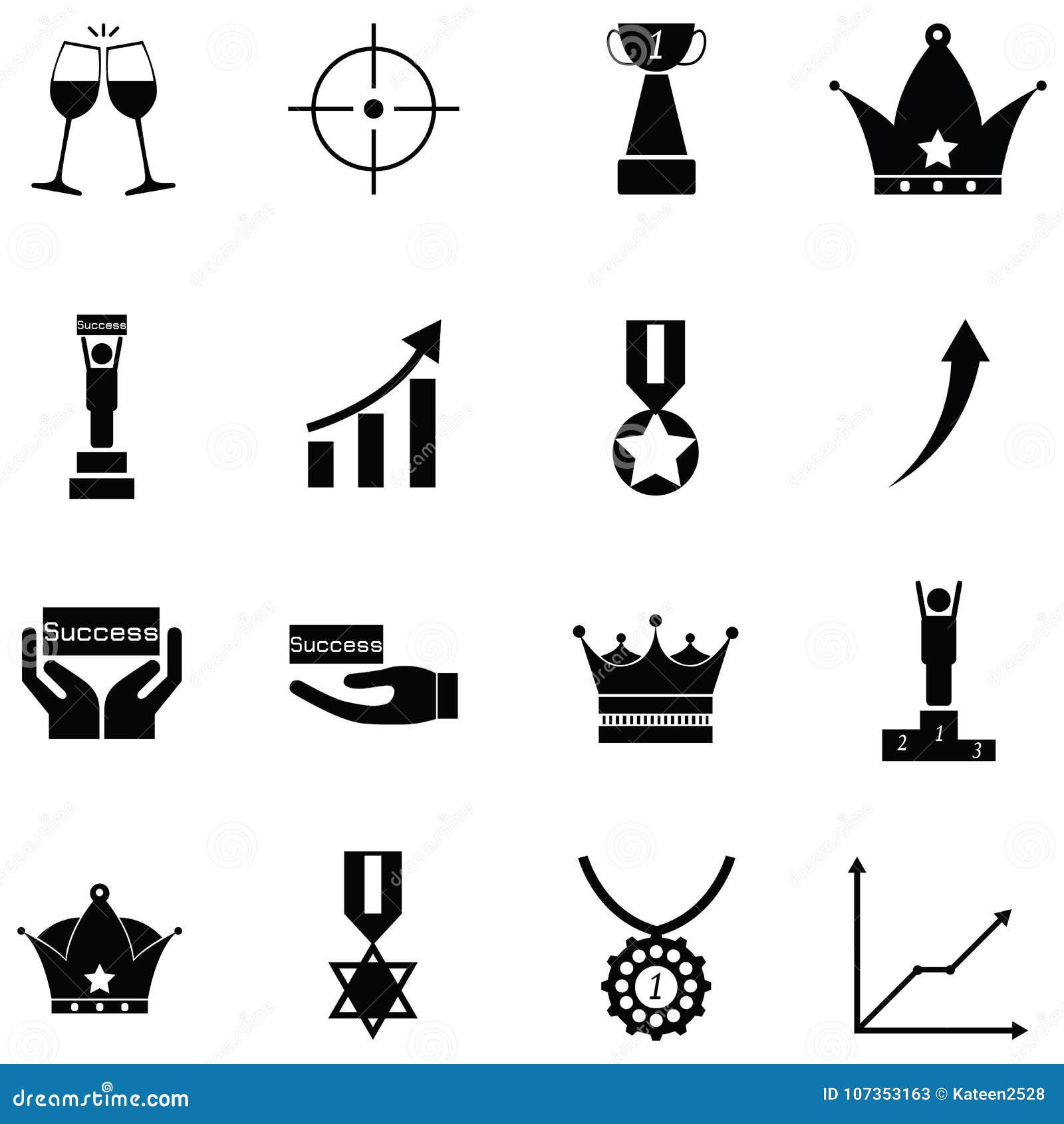 Success icon set stock vector. Illustration of black - 107353163
